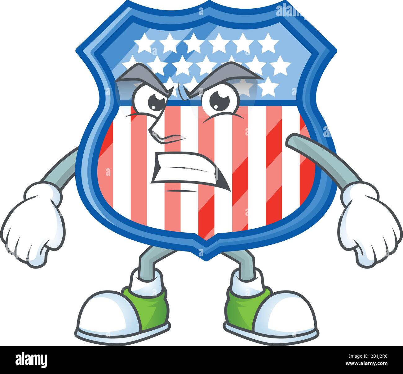 cartoon character of shield badges USA with angry face Stock Vector ...