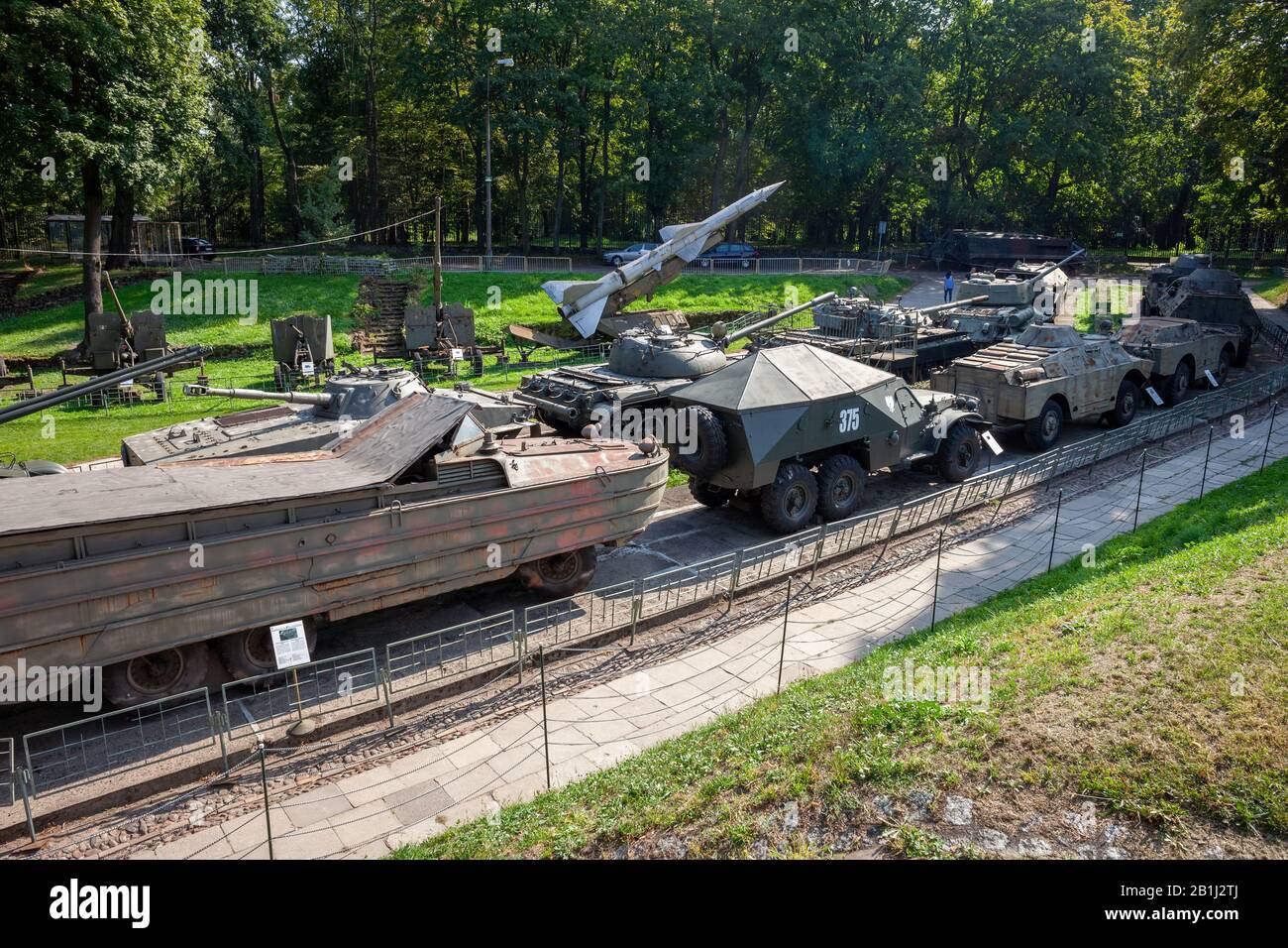 Convoy of armored vehicles, tanks, mobile artillery in Polish Army ...
