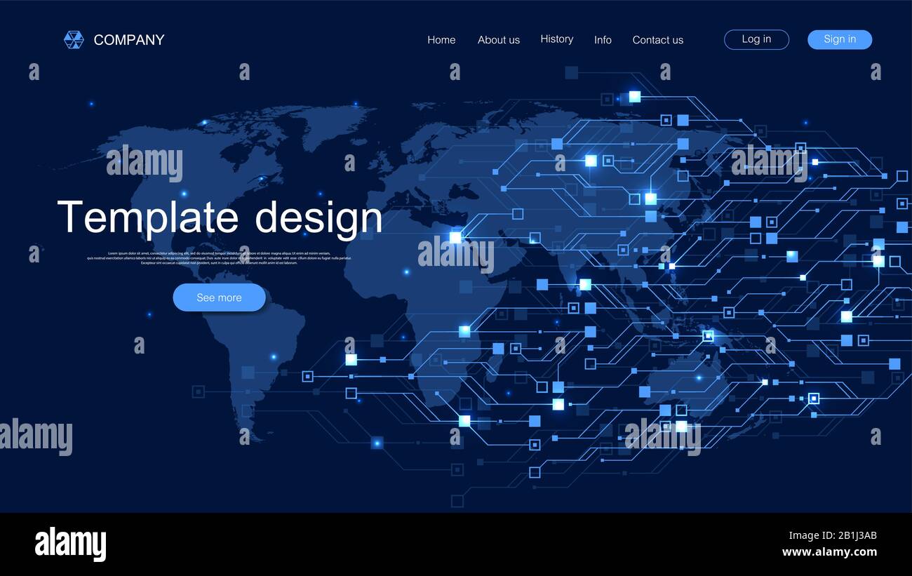 Landing page tech background with abstract circuit board textures ...