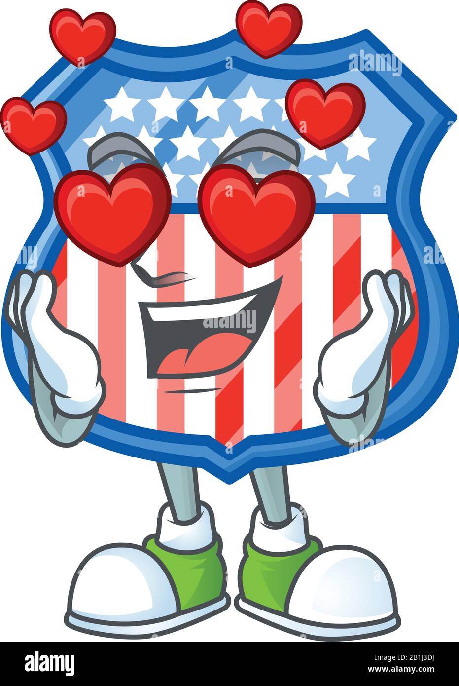 A romantic shield badges USA cartoon mascot design style Stock Vector ...