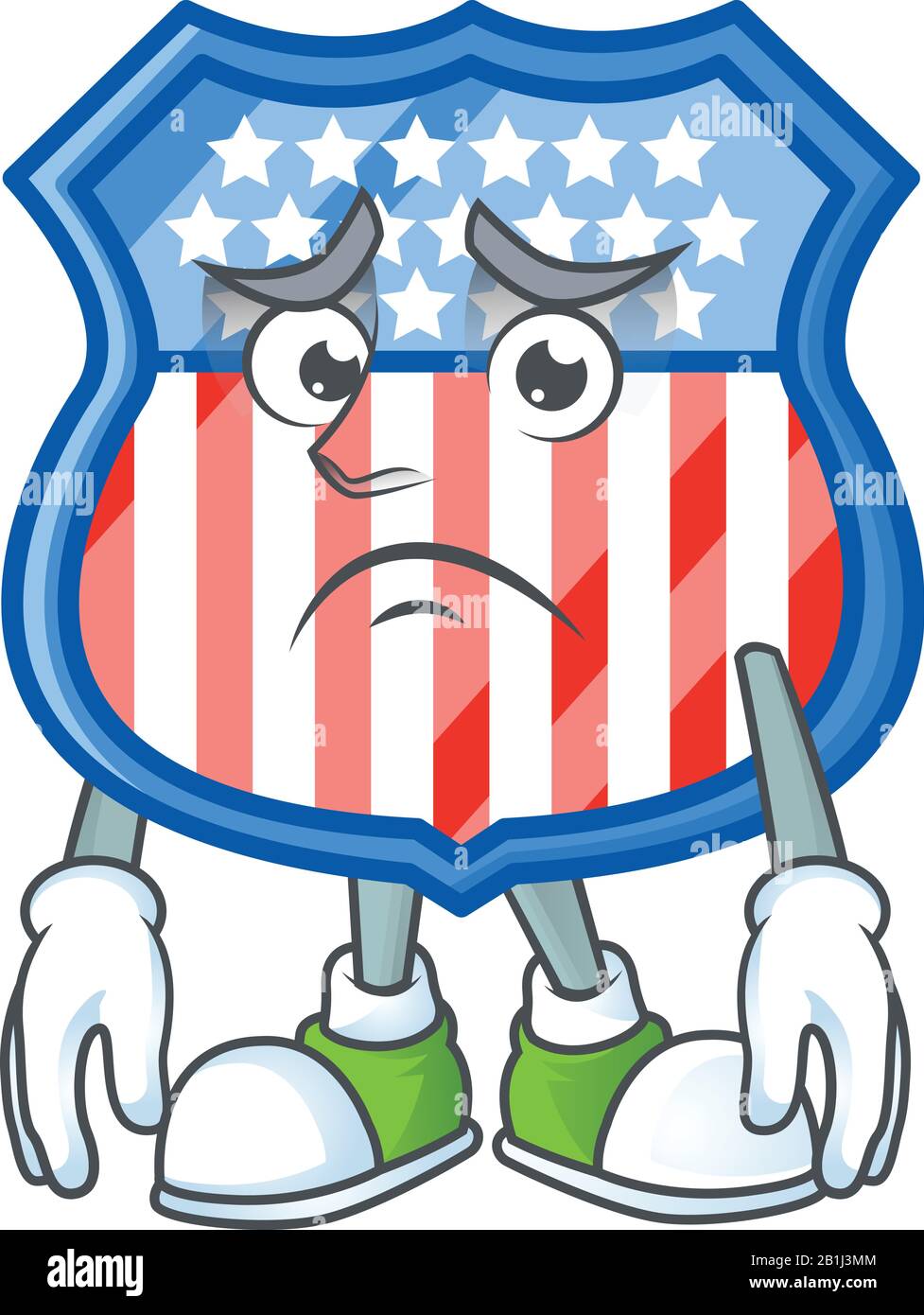 Cartoon character of a shield badges USA having an afraid face Stock ...