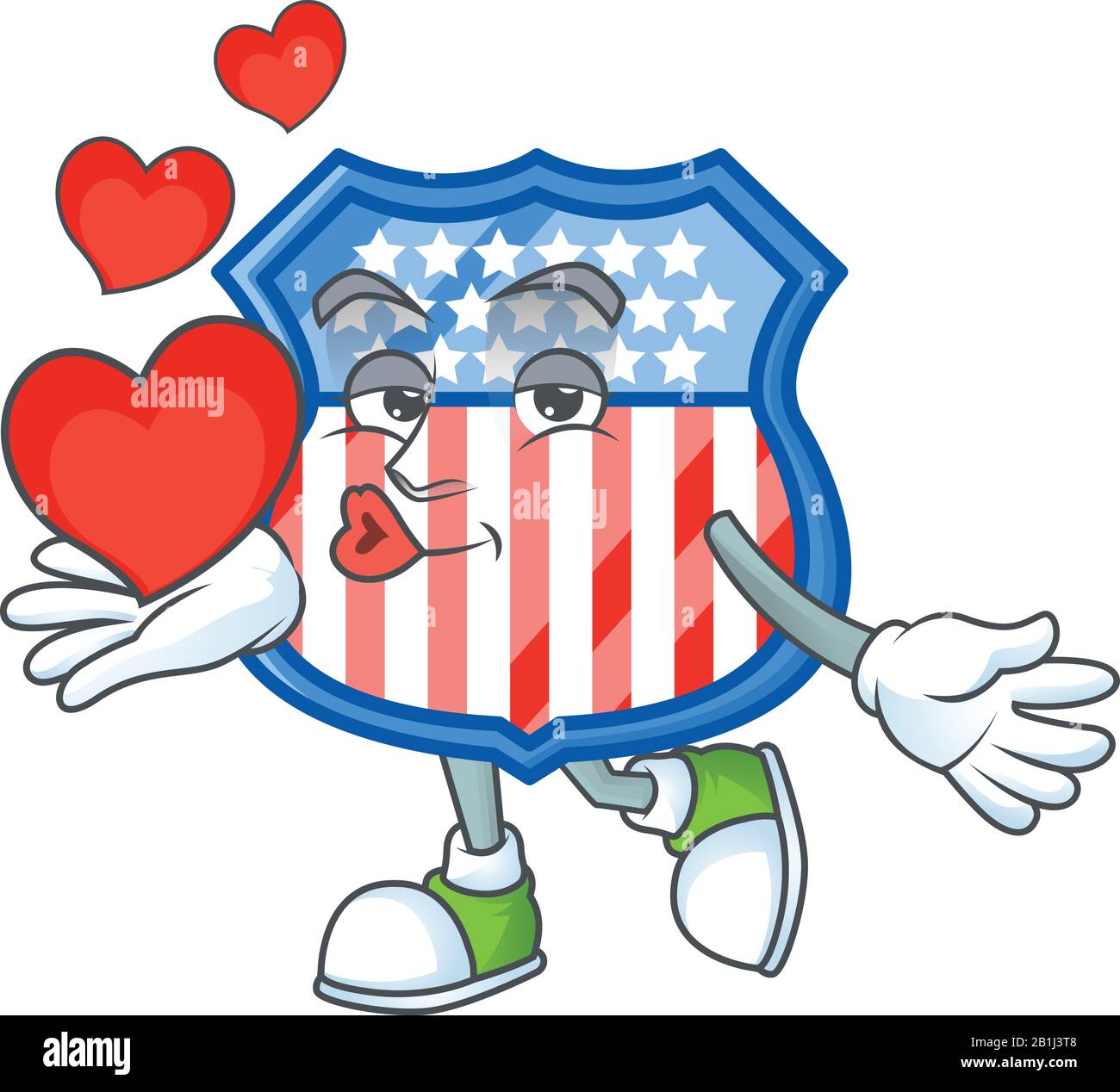 A sweetie shield badges USA cartoon character holding a heart Stock ...