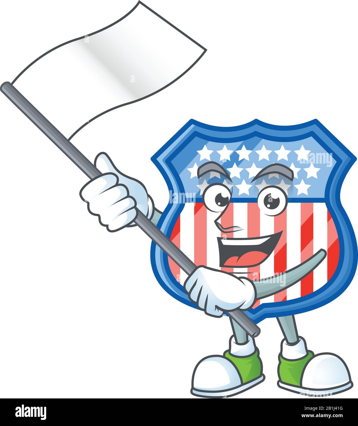 Funny shield badges USA cartoon character design with a flag Stock ...