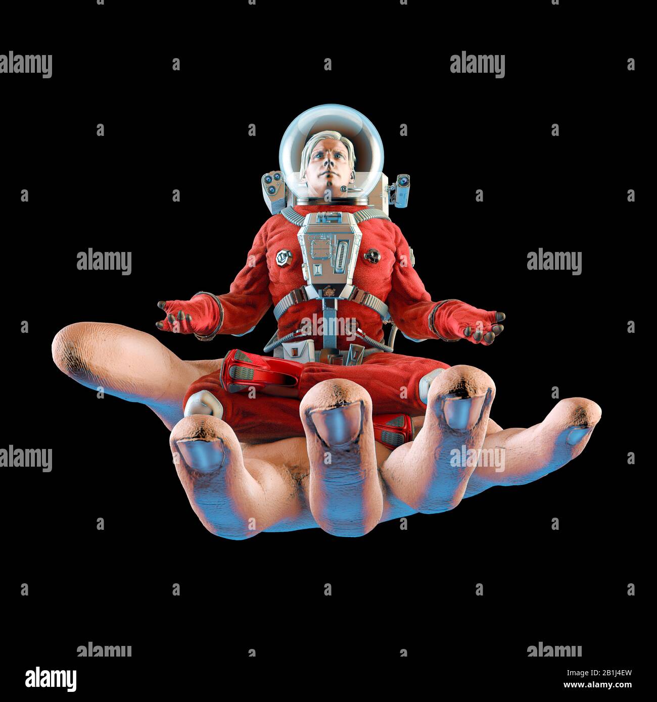 Hand of god astronaut / 3D illustration of surreal science fiction ...