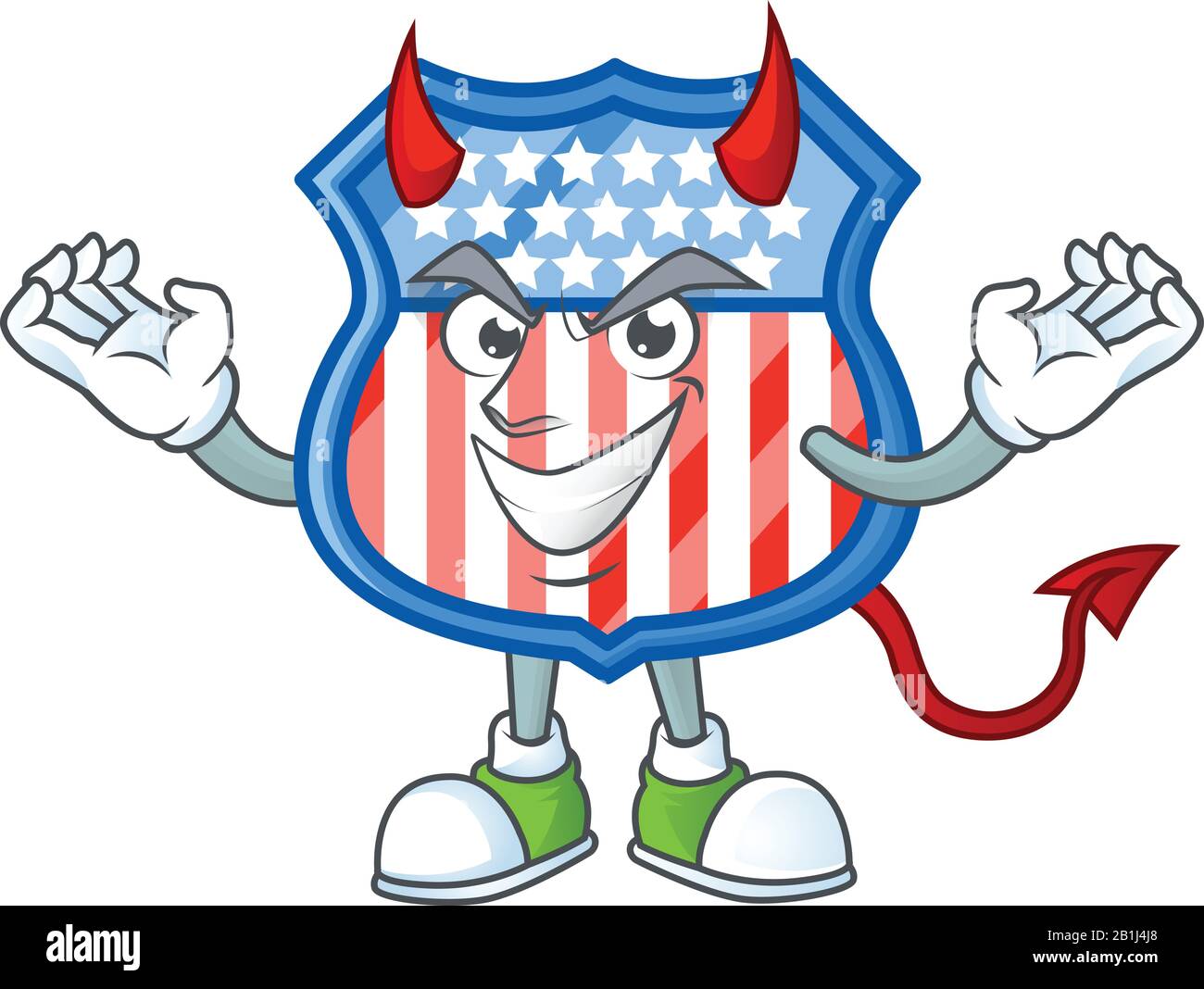 A cruel devil shield badges USA Cartoon character design Stock Vector ...