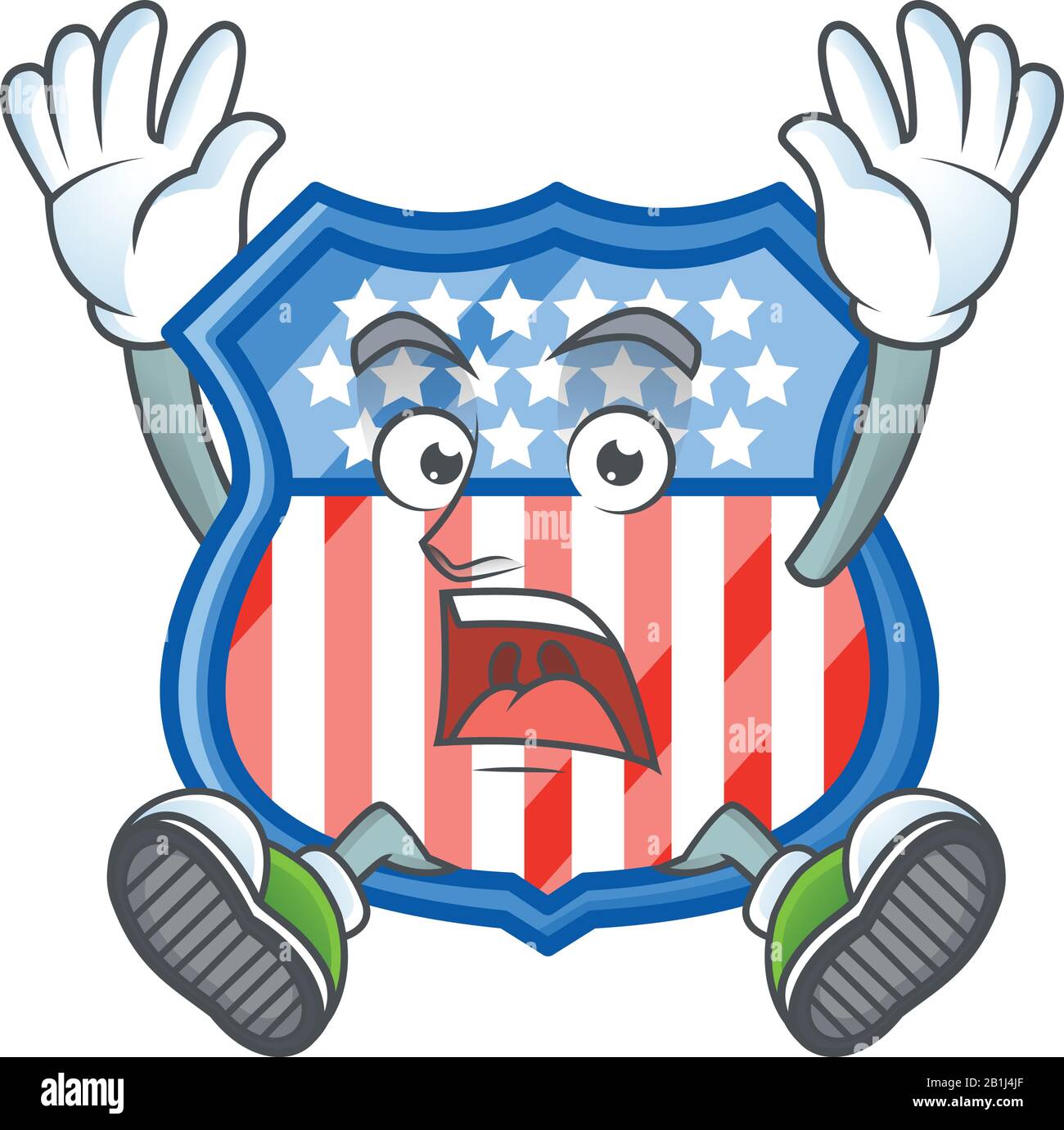 A picture of shield badges USA cartoon design with shocking gesture ...