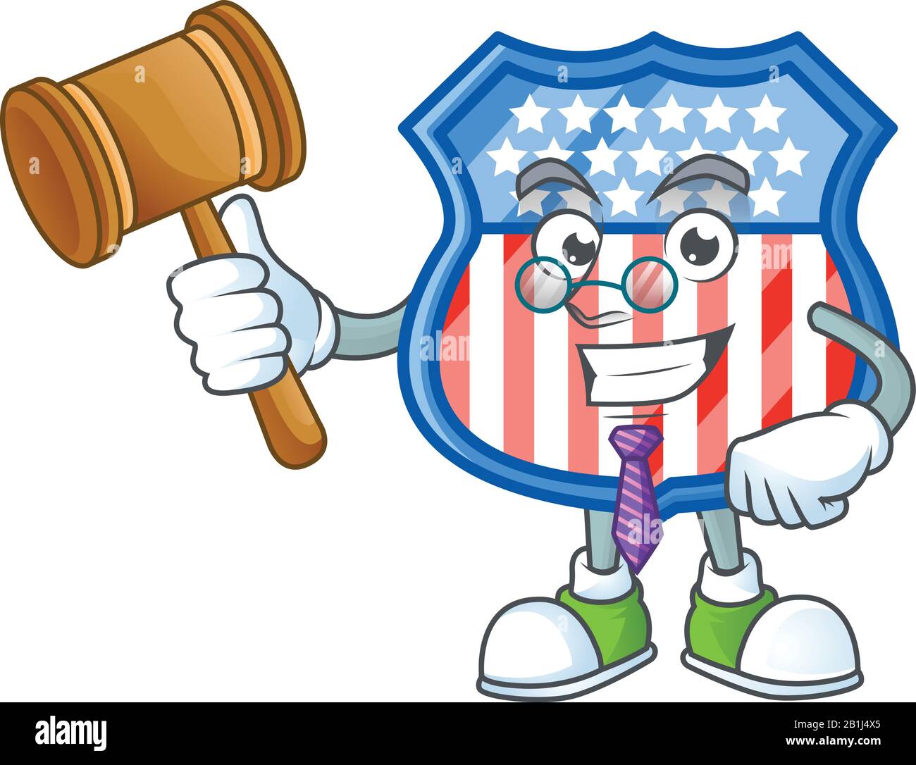 A wise Judge shield badges USA in comic strip character design Stock ...