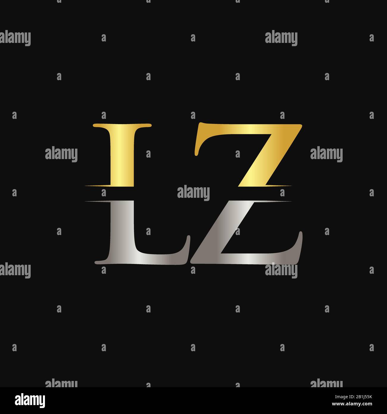 Initial LZ letter Logo Design vector Template. Abstract Black Letter LZ ...