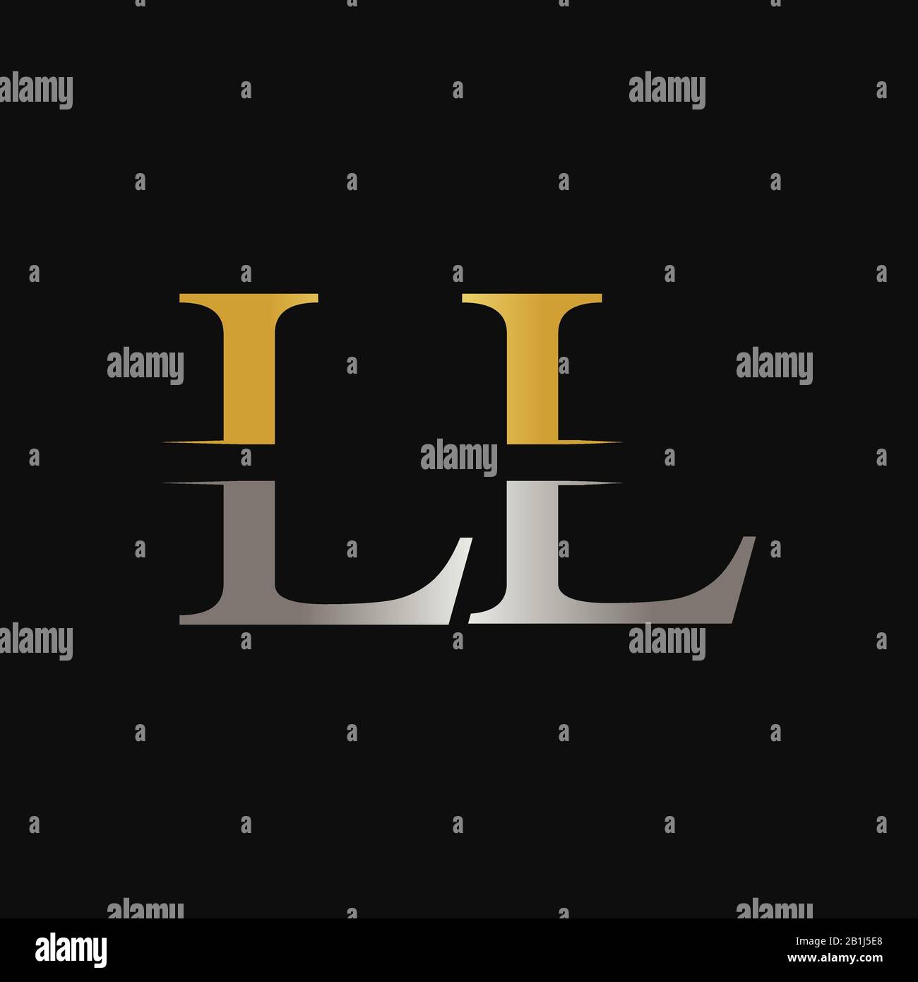 Initial LL letter Logo Design vector Template. Abstract Black Letter LL ...