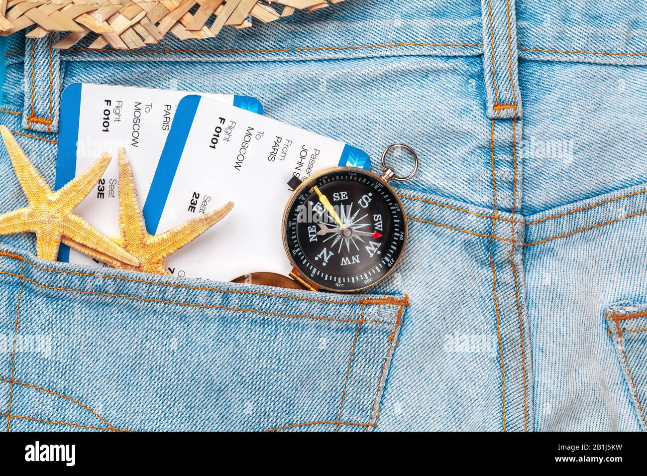 Time to Travel. Idea for tourism with tickets and compass Stock Photo ...