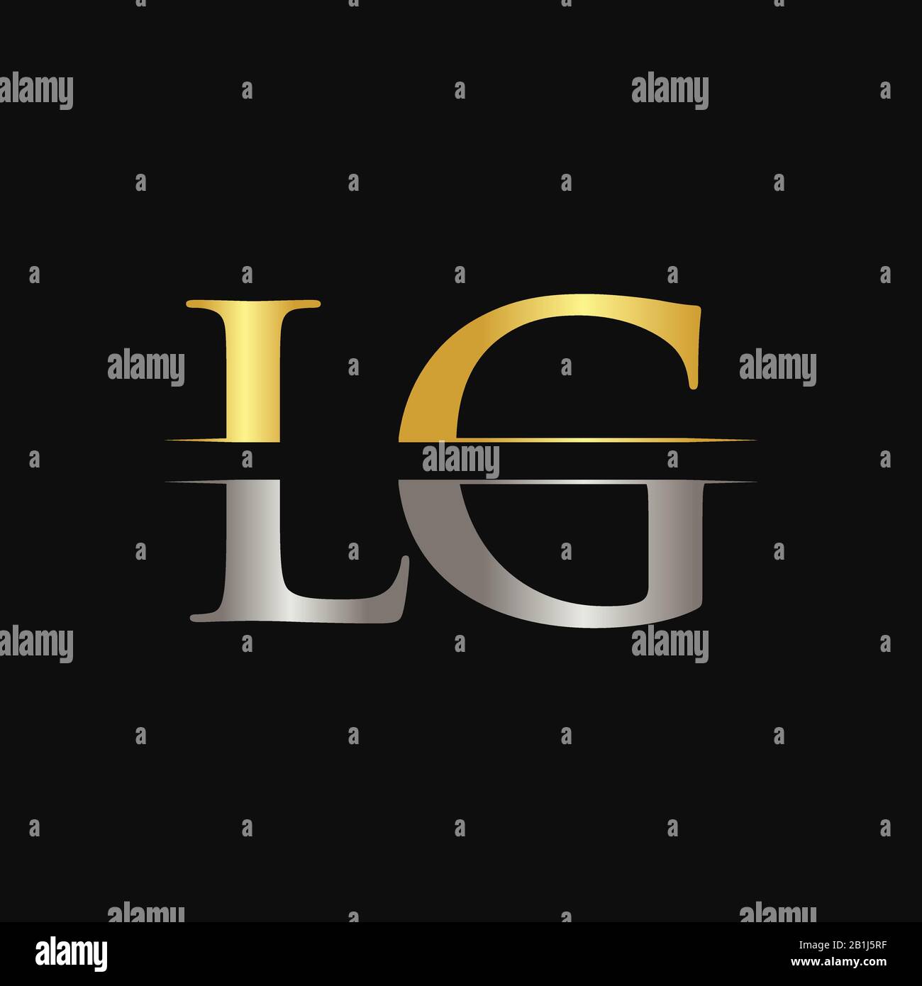 Initial LG letter Logo Design vector Template. Abstract Black Letter LG ...
