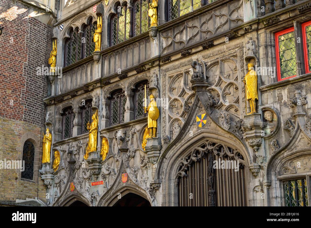 Bruges, Flanders, Belgium. August 2019. Burg square is one of the most ...