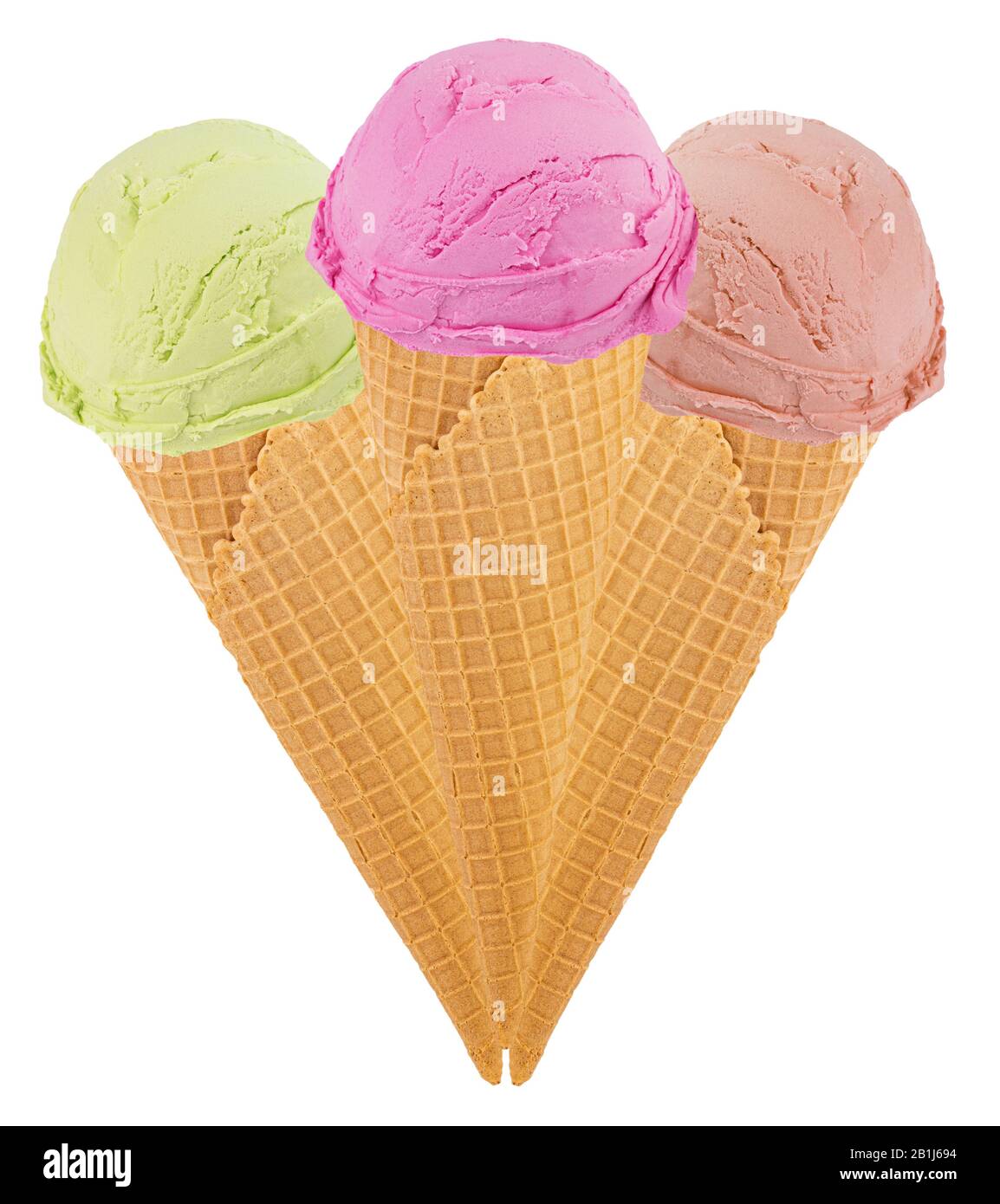 Set of ice cream in waffle cone isolated on white background Stock ...