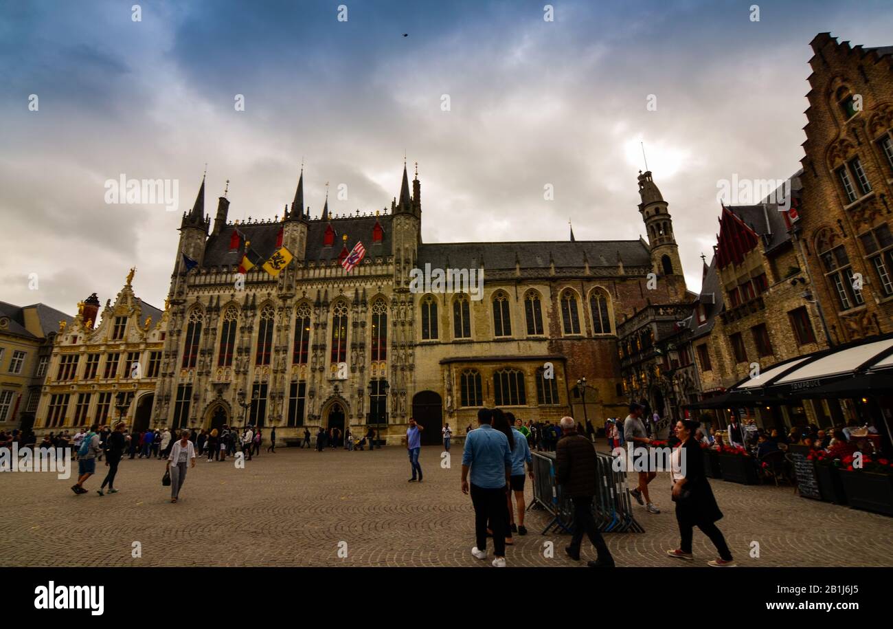 Bruges, flanders, Belgium. August 2019. Burg square is one of the most ...