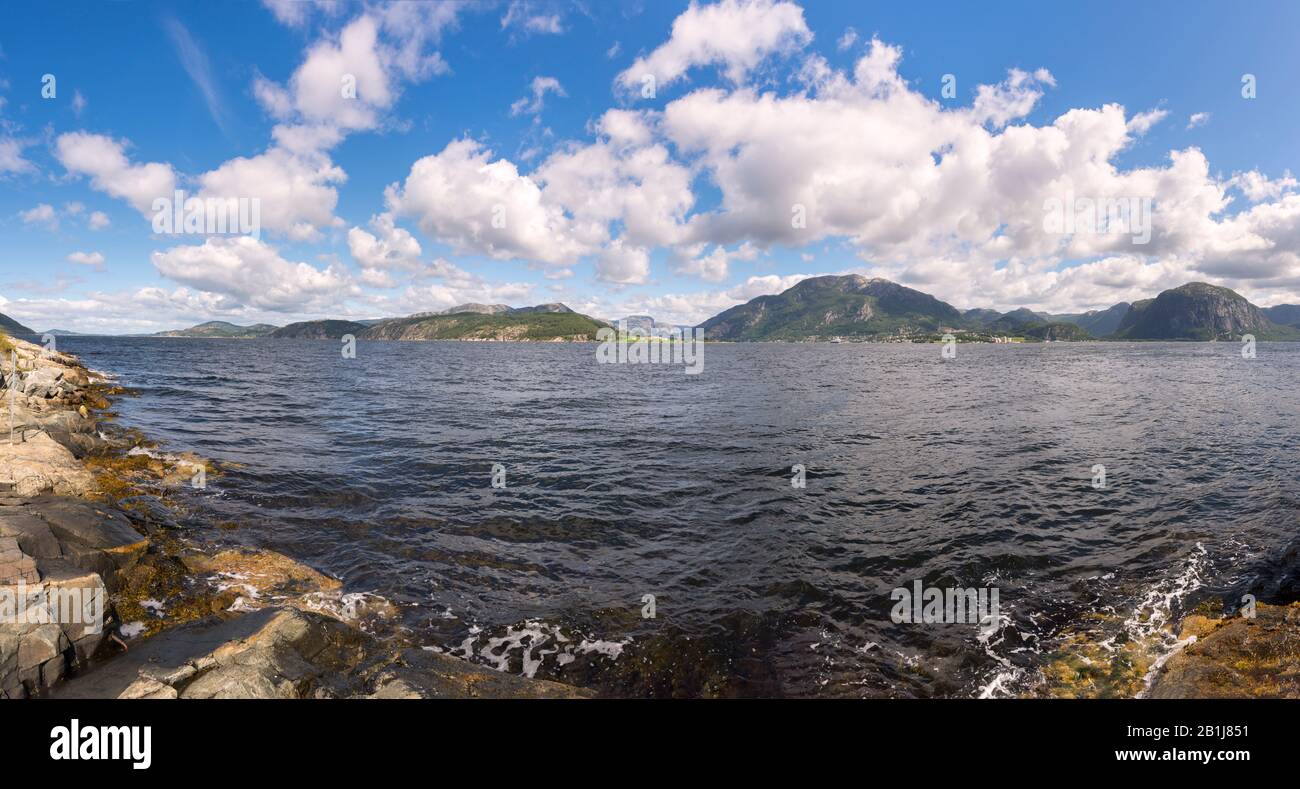 landscape between sea and mountain in Stavanger in Lofoten in Norway ...