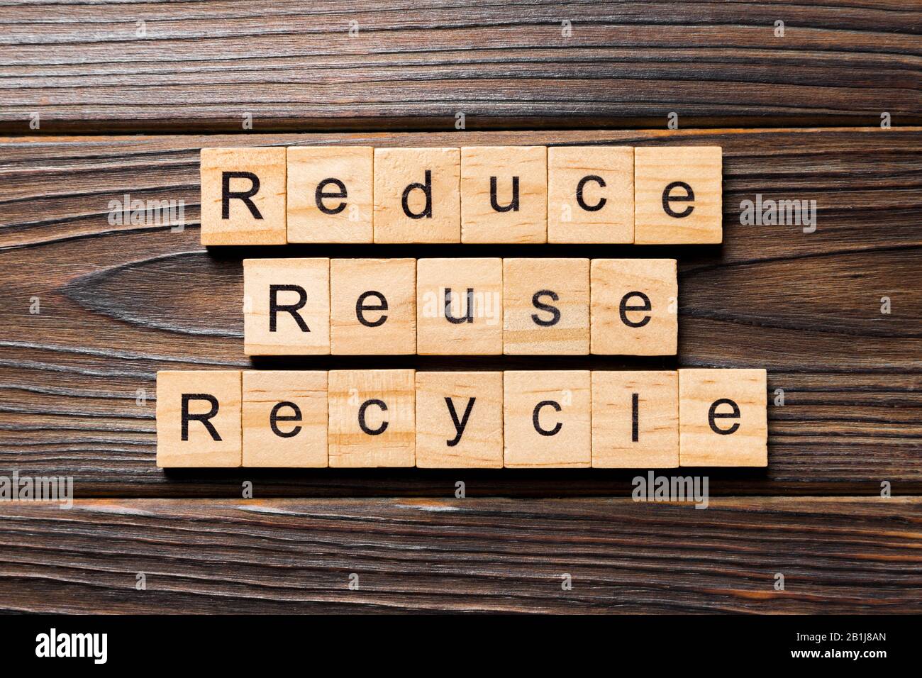 reduce, reuse and recycle word written on wood block. reduce, reuse and ...