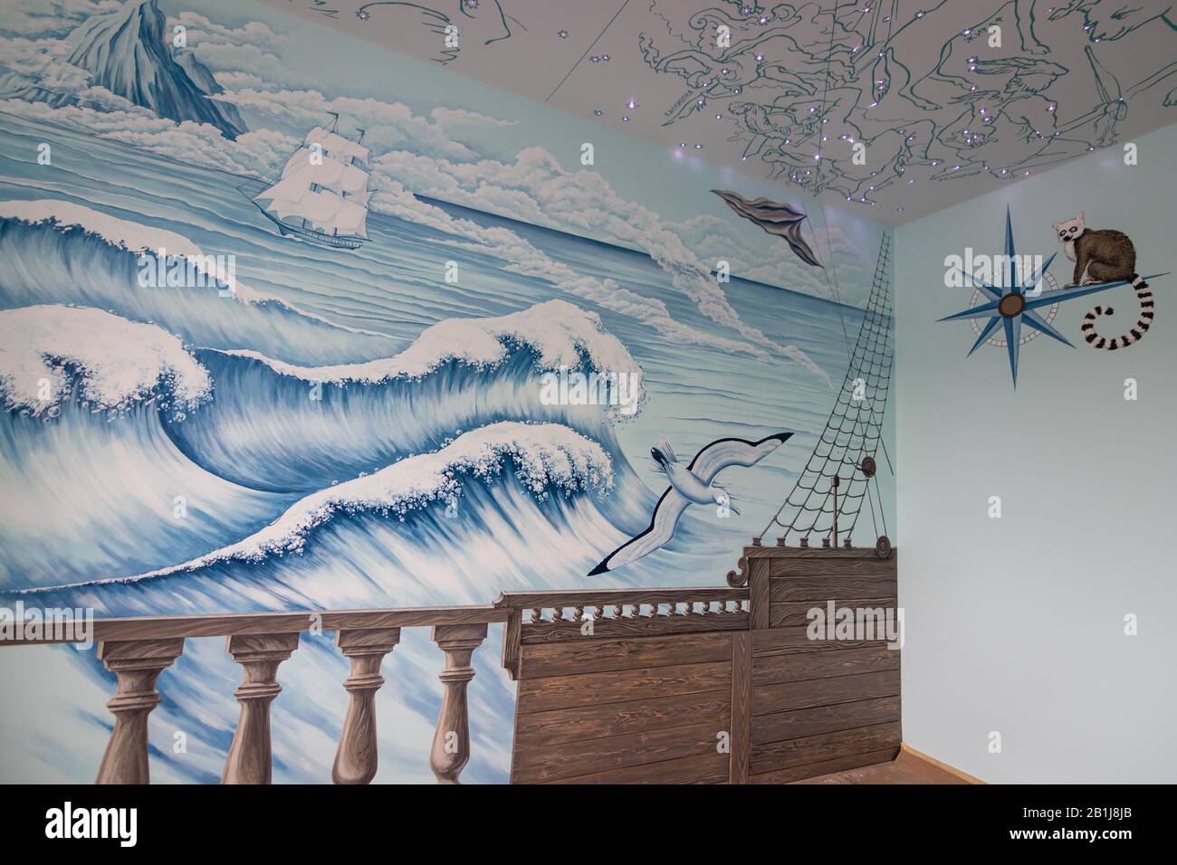 a mural on a marine theme in the house. Details Stock Photo - Alamy