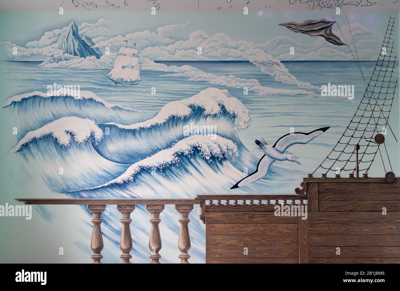a mural on a marine theme in the house. Details Stock Photo - Alamy