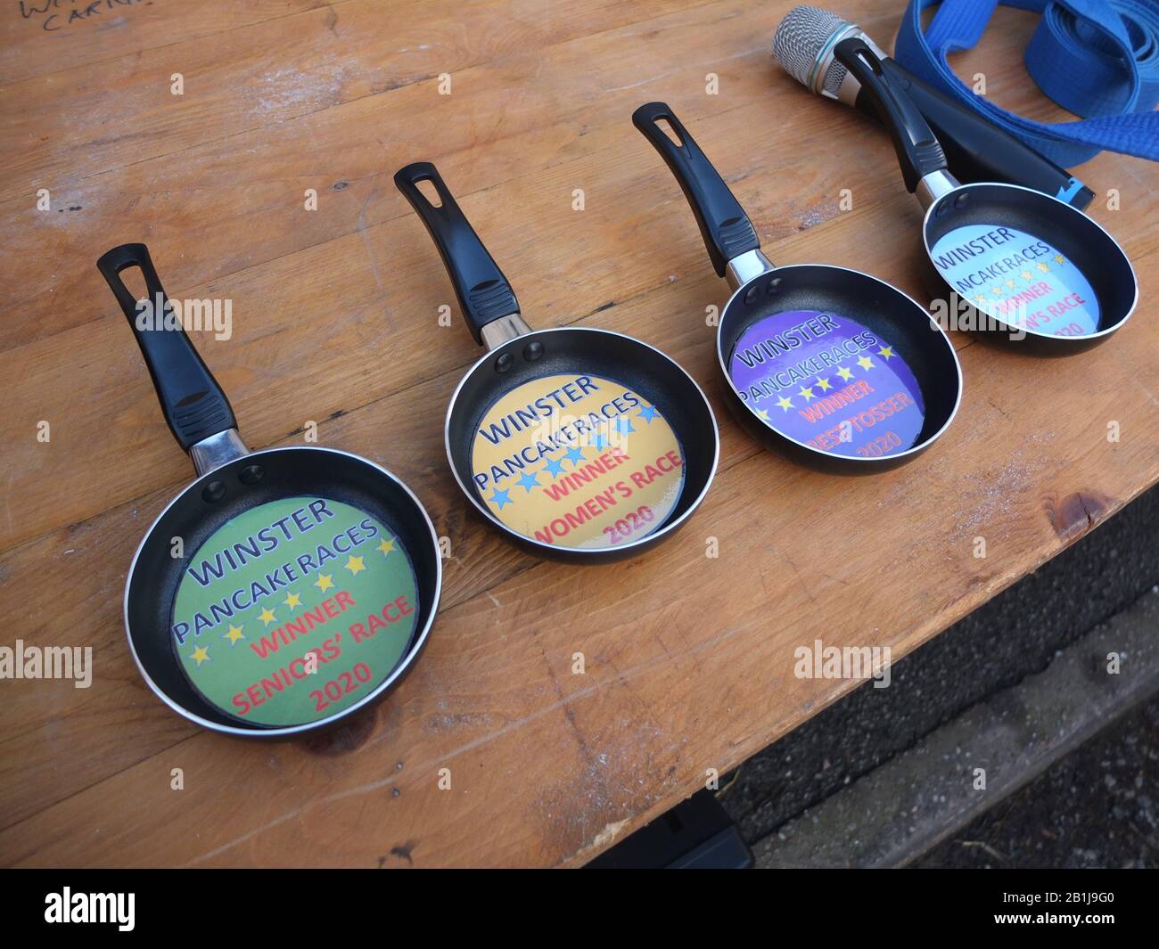 Frying pan 'trophies' for winning competitors at annual Winster Pancake ...