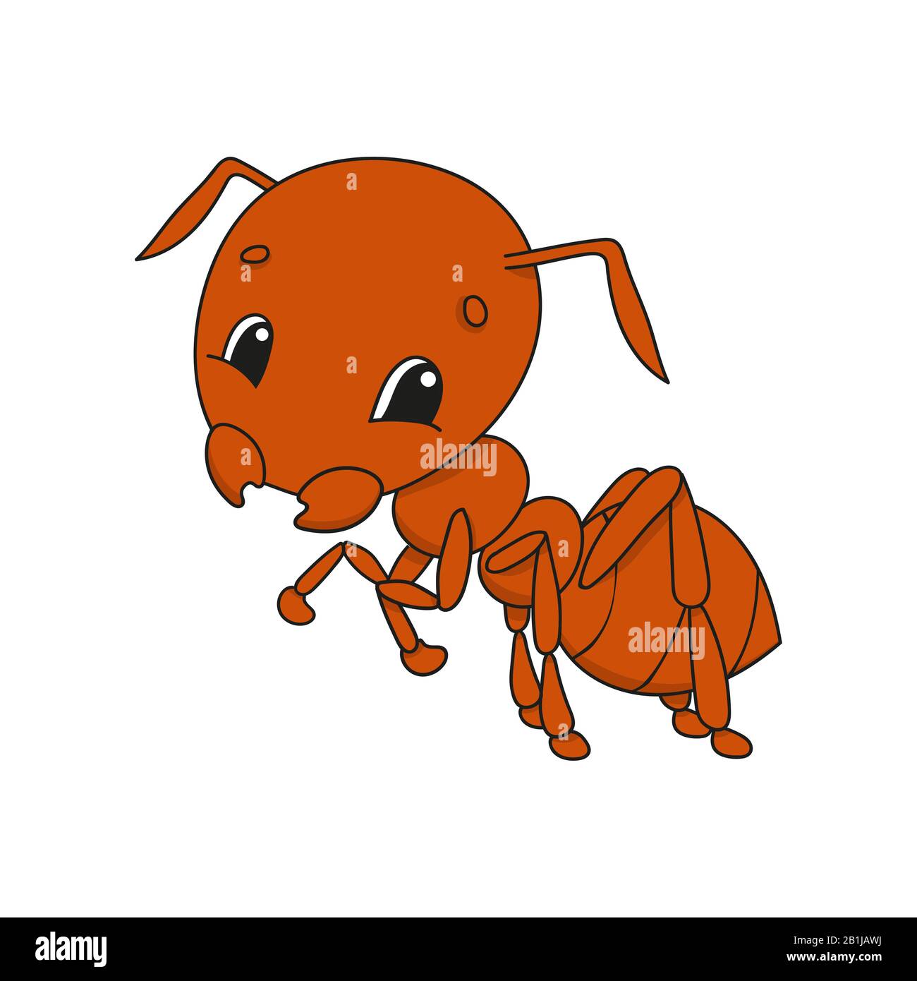 Brown ant. Cute flat vector illustration in childish cartoon style ...