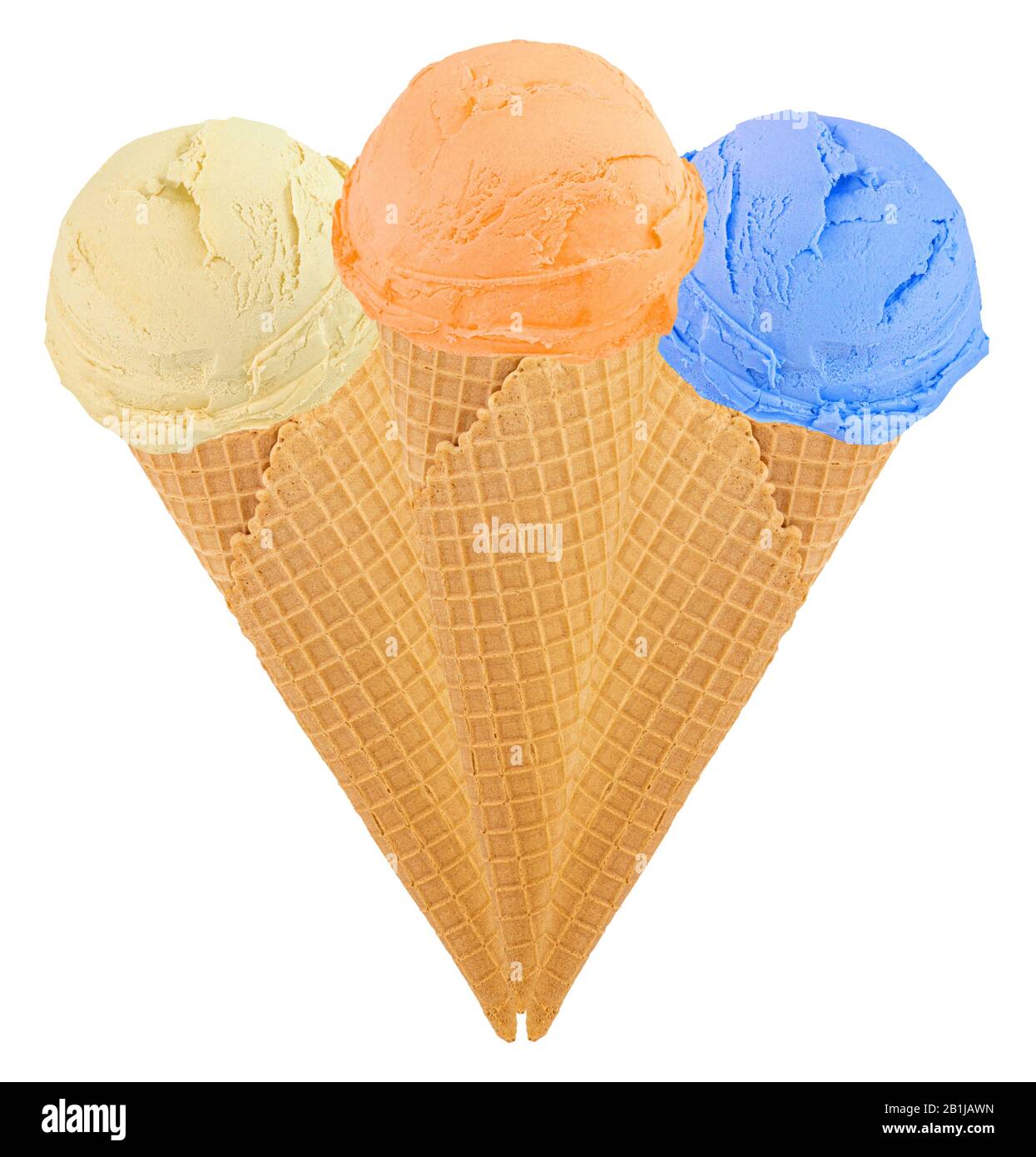 Set of ice cream in waffle cone isolated on white background Stock ...