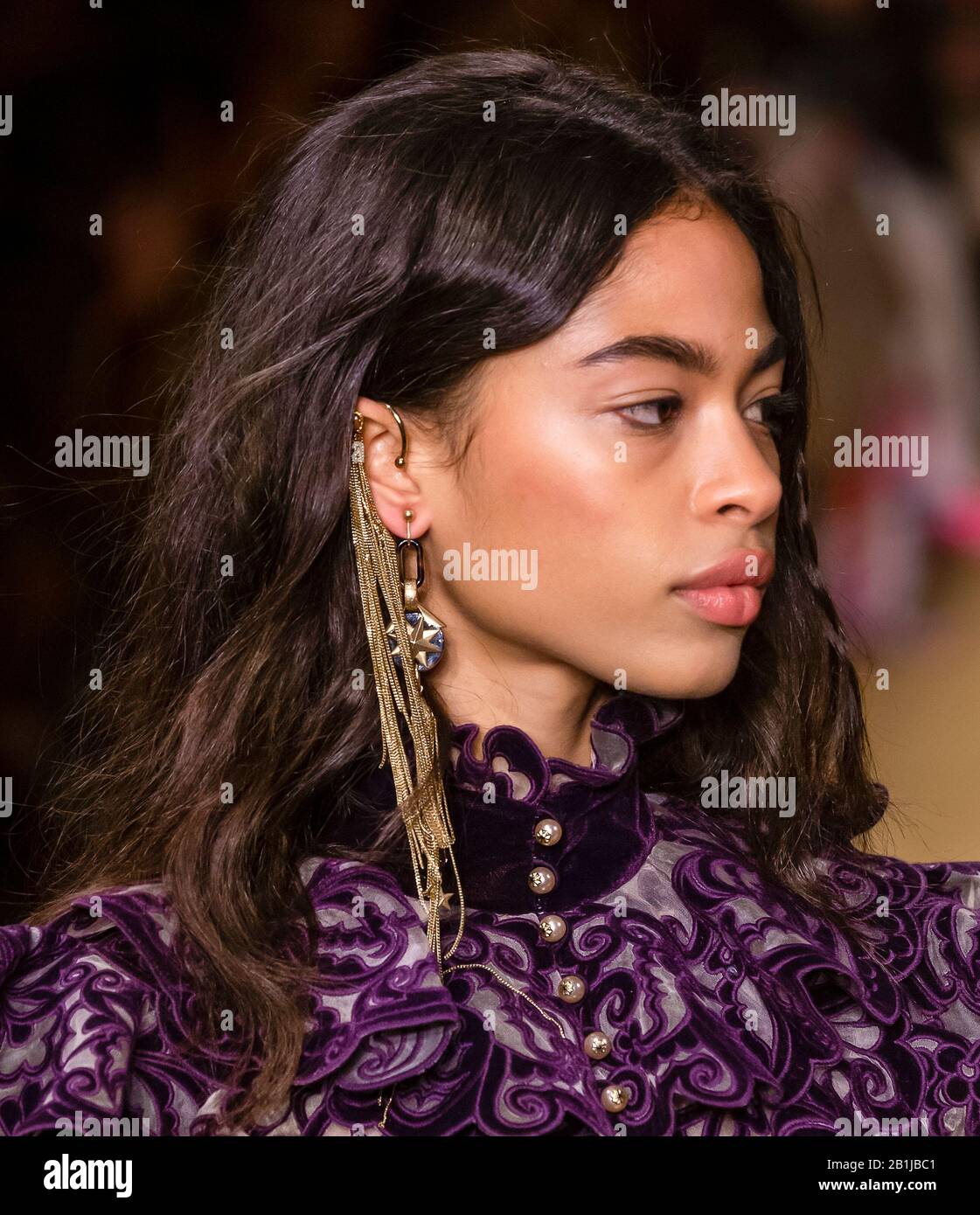 New York, New York - February 10, 2020: Zoe Thaets walks the runway at ...