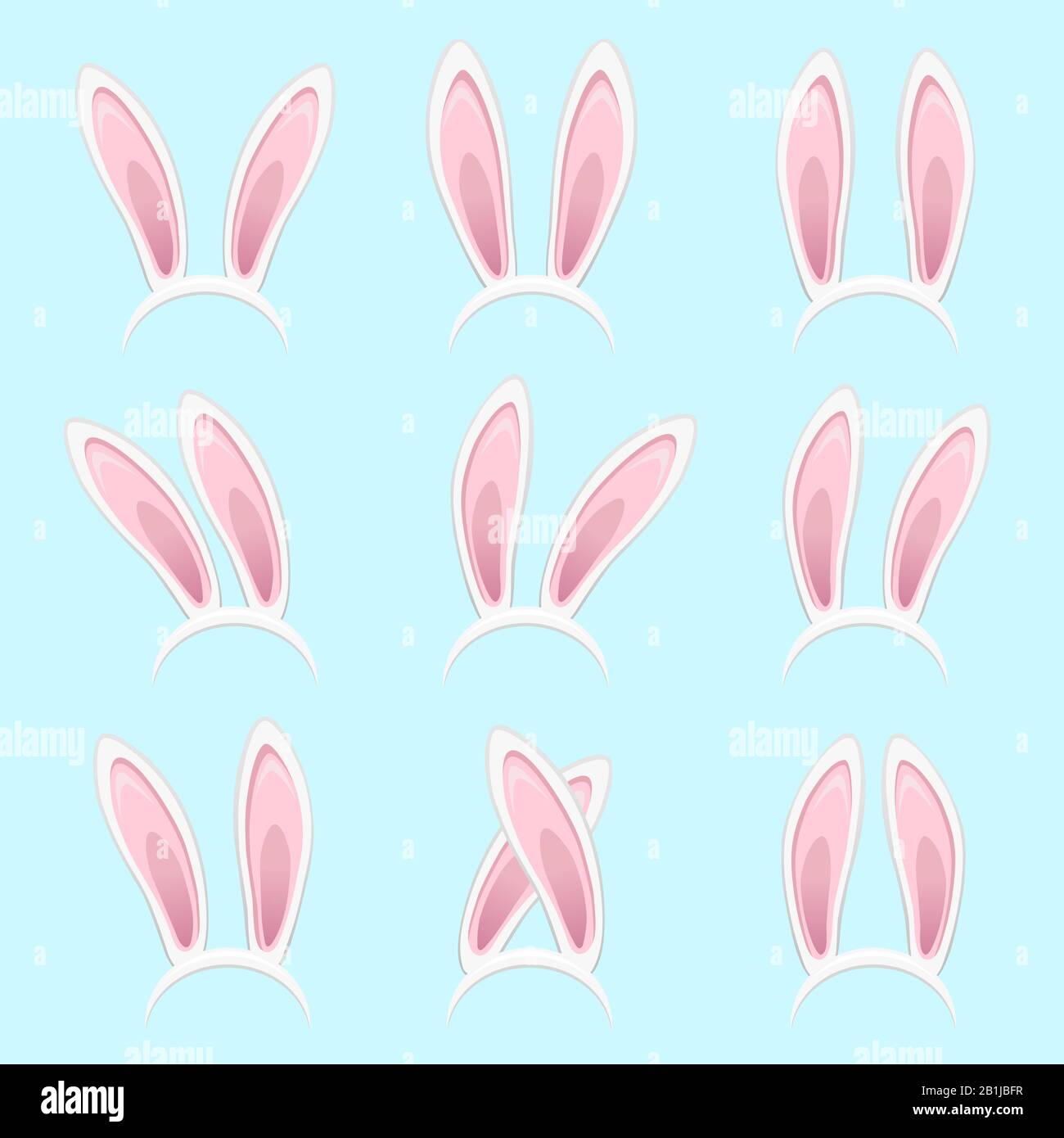 Easter bunny ears stickers collection. Set of masks Rabbit ear isolated ...