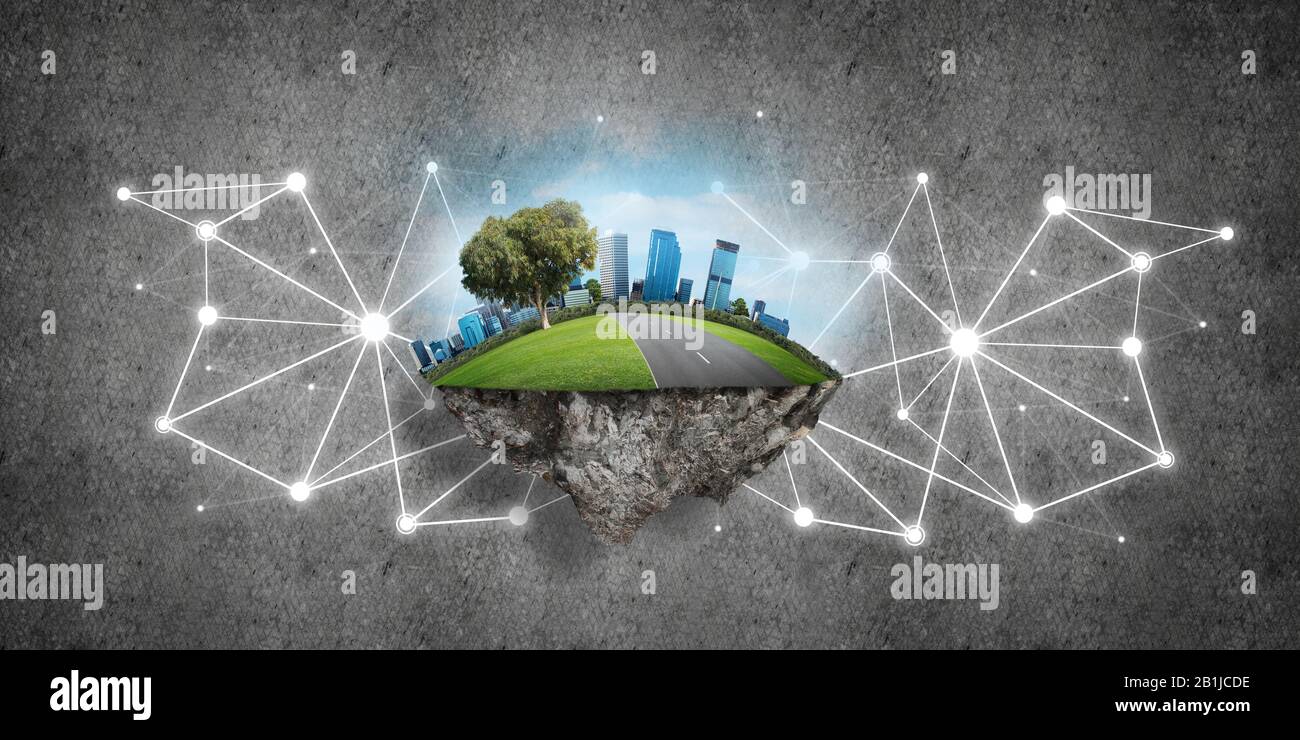 Concept of modern networking technologies and eco green construction ...