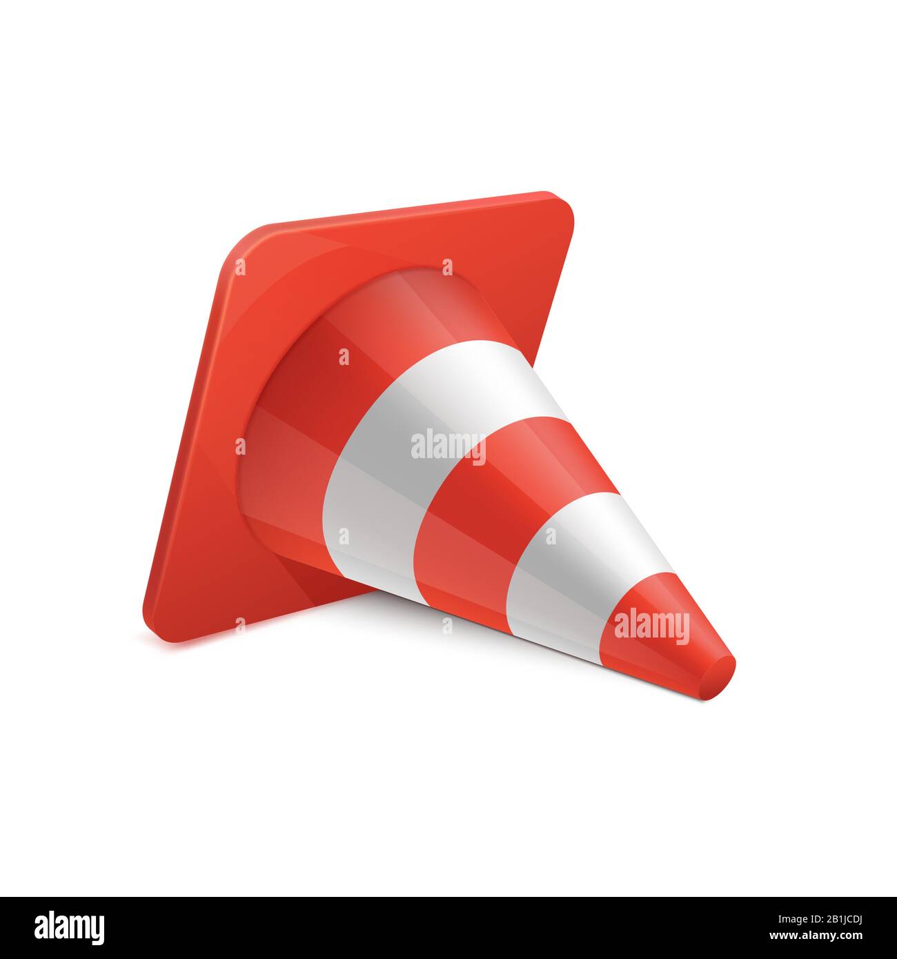 Realistic vector plastic red road cone. White striped traffic cones ...