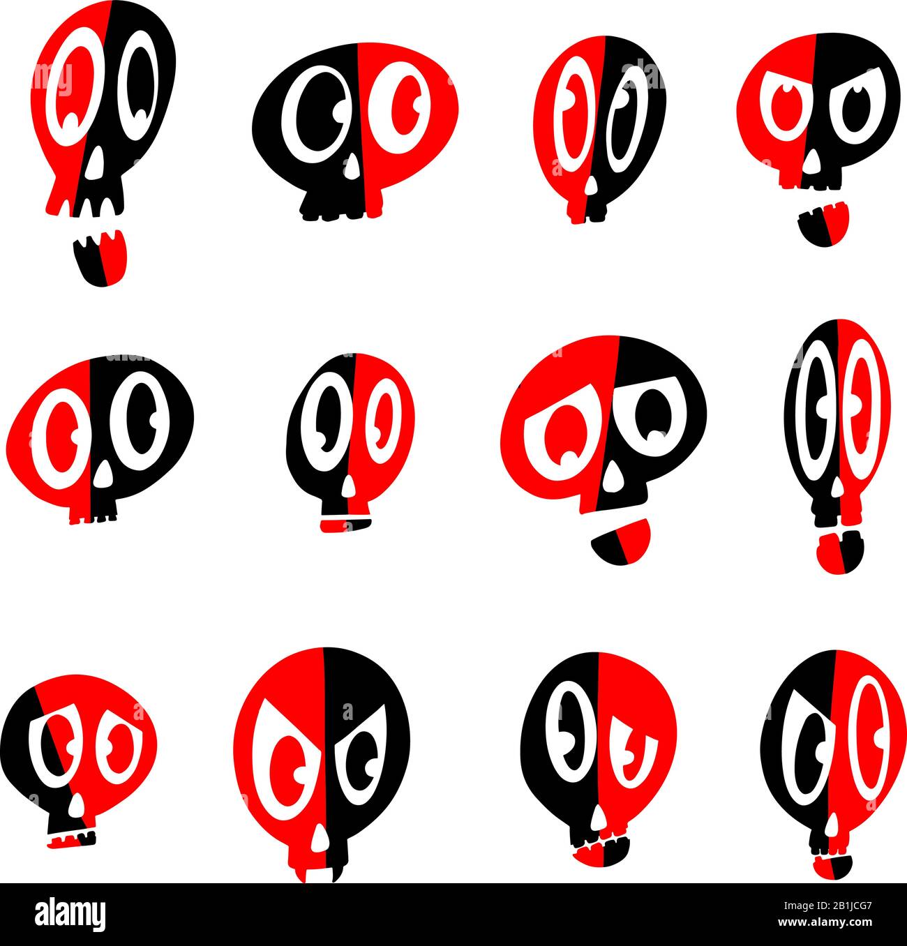 A Collection of Cartoon Vector Human and Character Skulls for Logos or ...