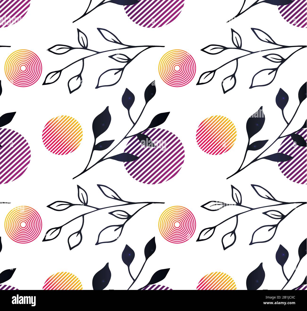 Stylish seamless gradient pattern. Botany style - beautiful branches ...
