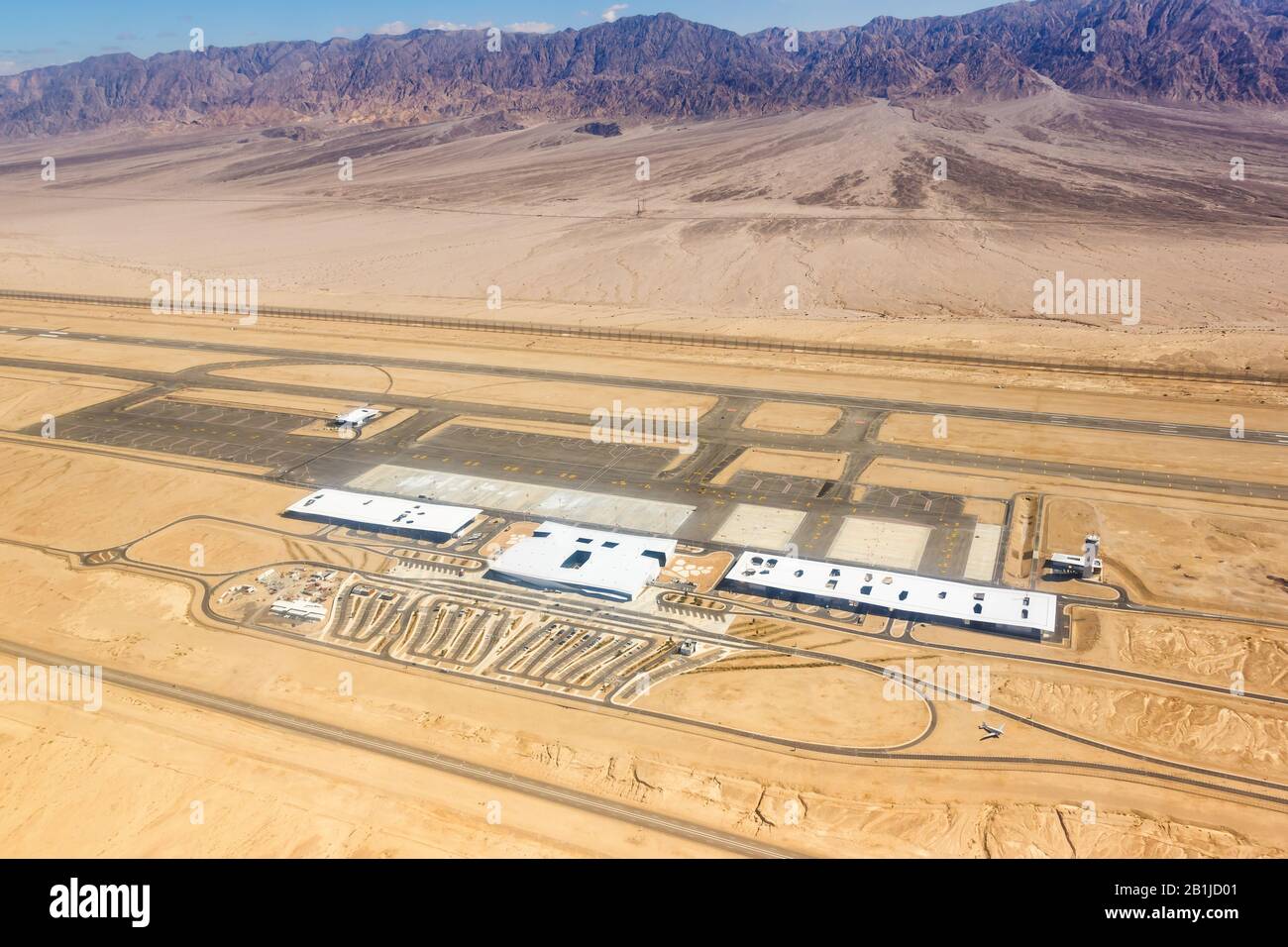 Eilat, Israel – February 19, 2019: Aerial view of Eilat Ramon Airport ...