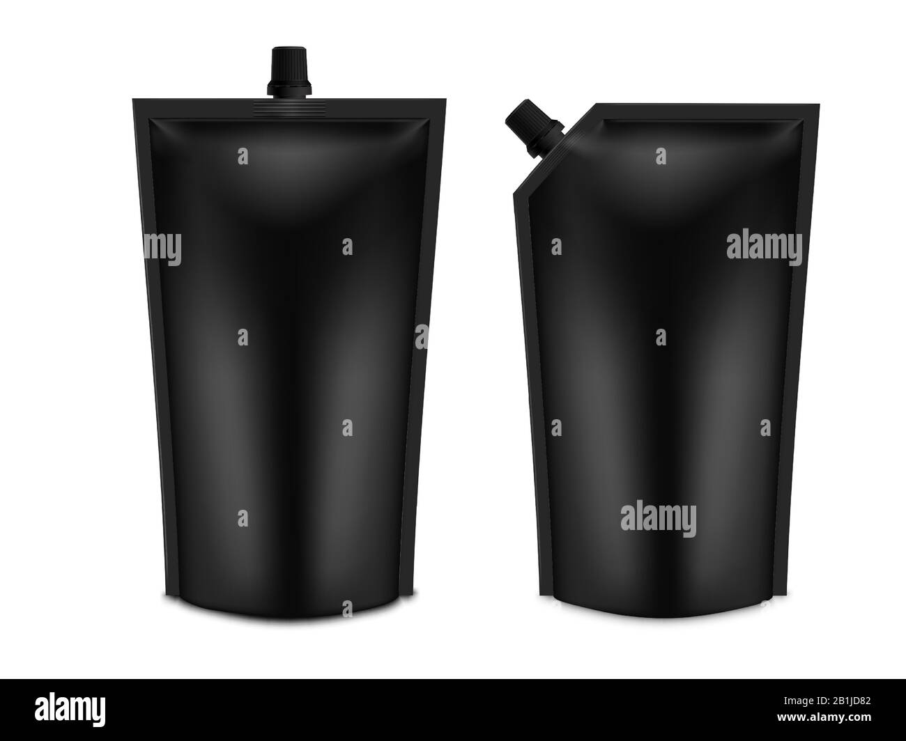 Realistic 3D Black Blank Doy Pack Mock up set. Vector Doypack Template ...