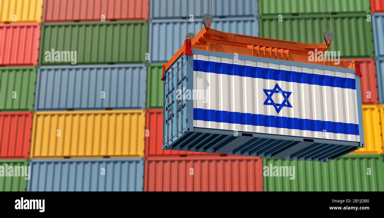Freight container with Israel flag. 3D Rendering Stock Photo - Alamy