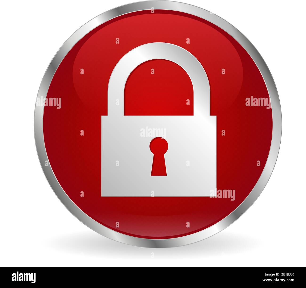 Red button with chrome frame. Locked sign Stock Vector Image & Art - Alamy
