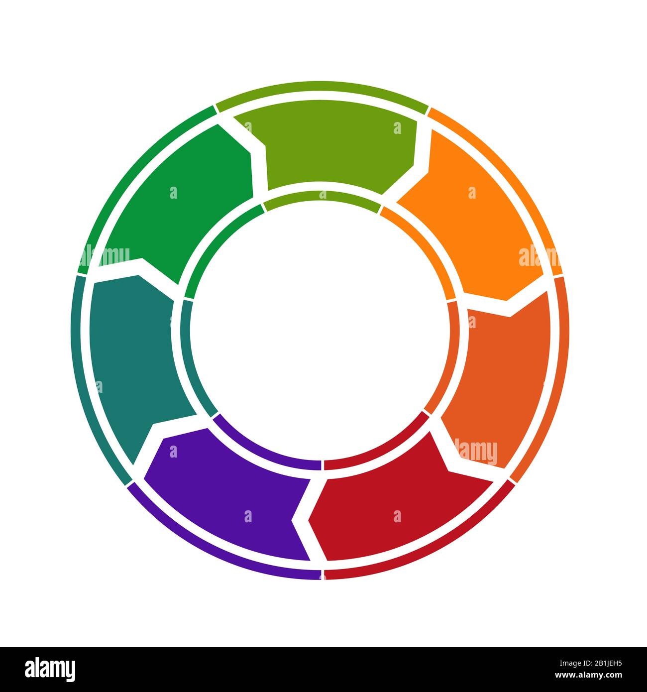 Template for infographics. Colored arrows in a circle. 7 parts ...