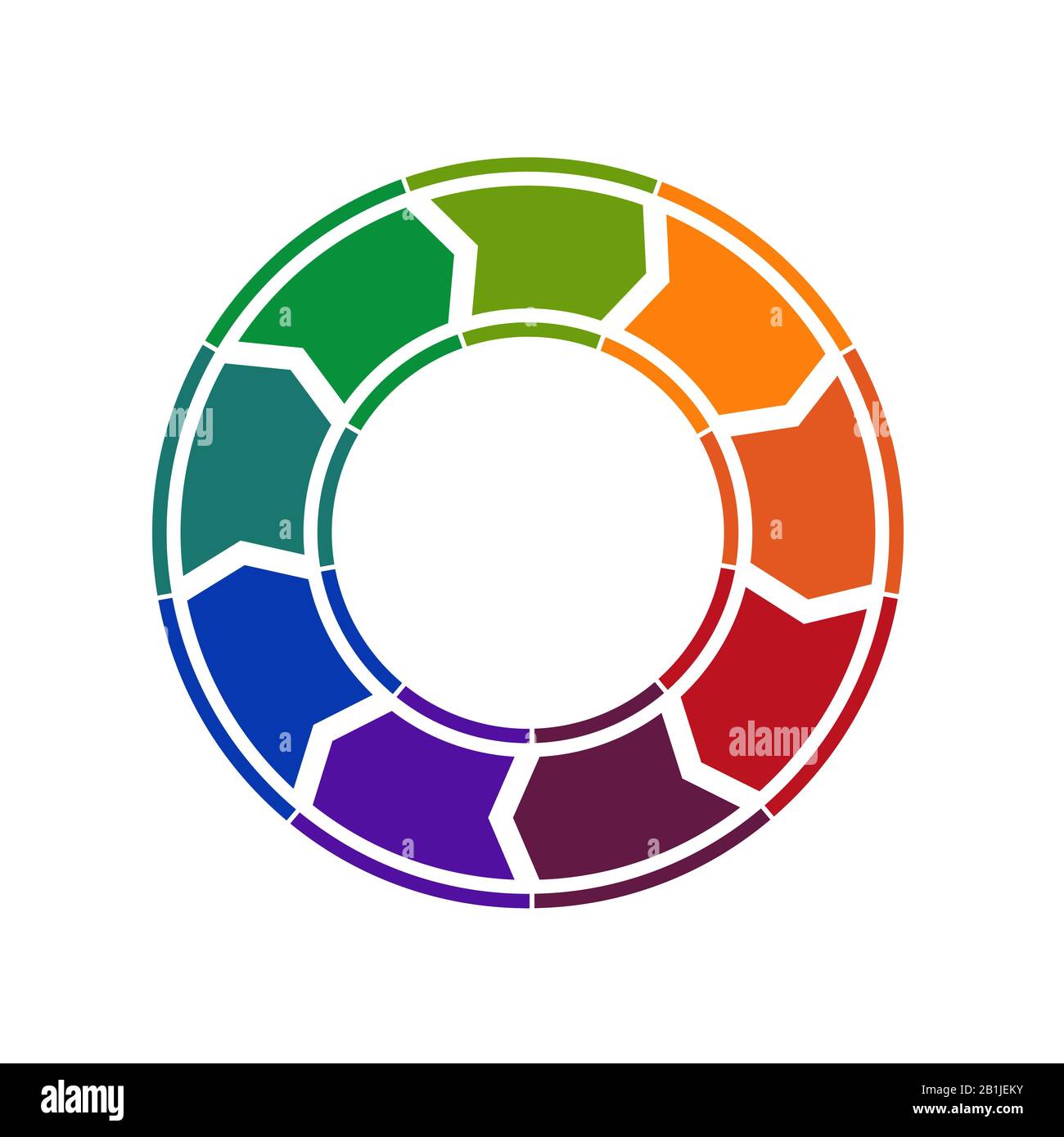 Template for infographics. Colored arrows in a circle. 9 parts ...