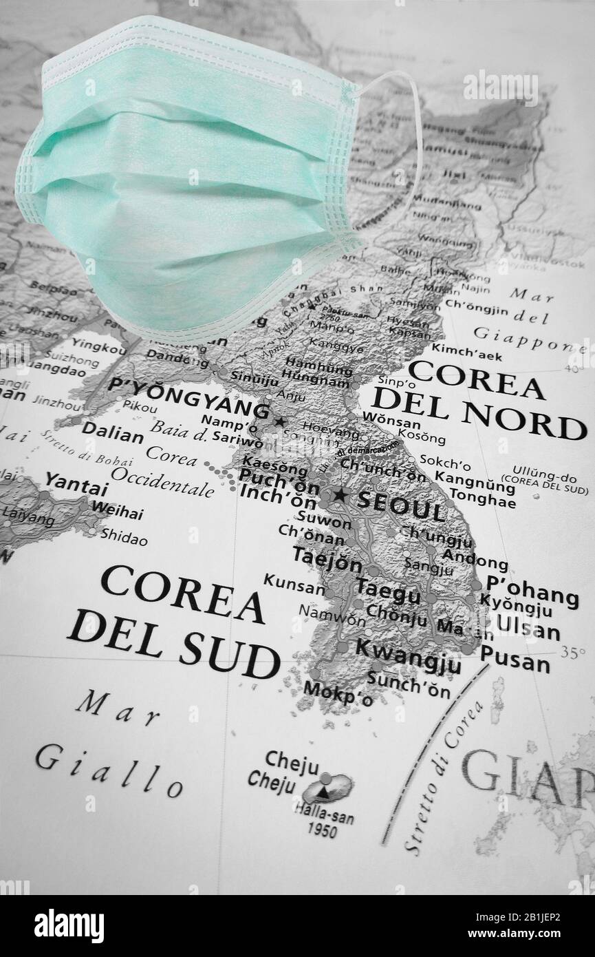 Epidemic conditions over Northern and Southern Korea area Stock Photo ...