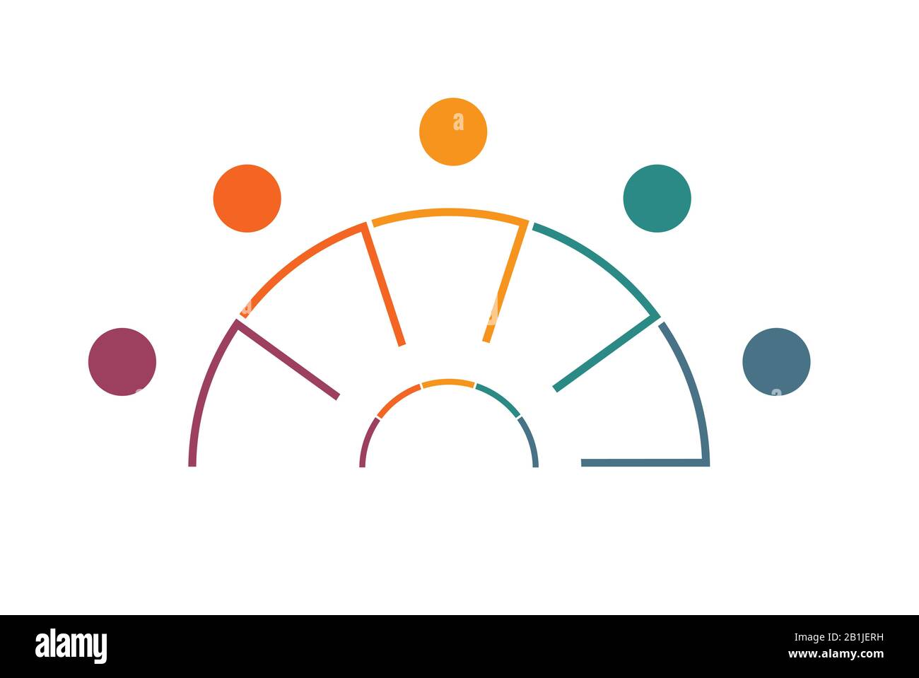 Template for infographics from colourful lines in shape Semicircle on ...