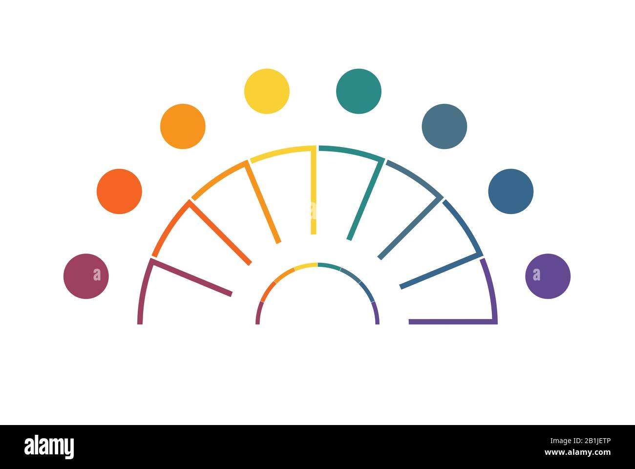 Template for infographics from colourful lines in shape Semicircle on ...