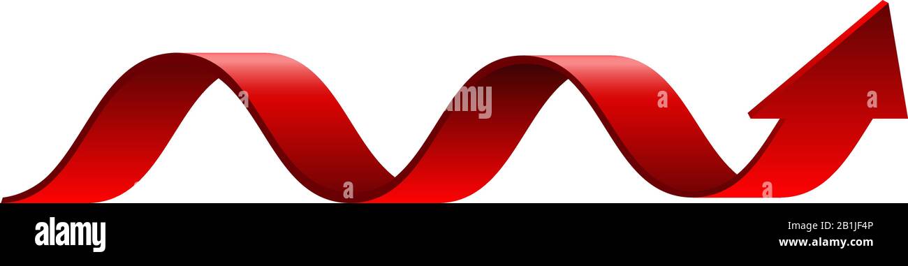 Wavy red arrow. Shiny 3d sign Stock Vector Image & Art - Alamy