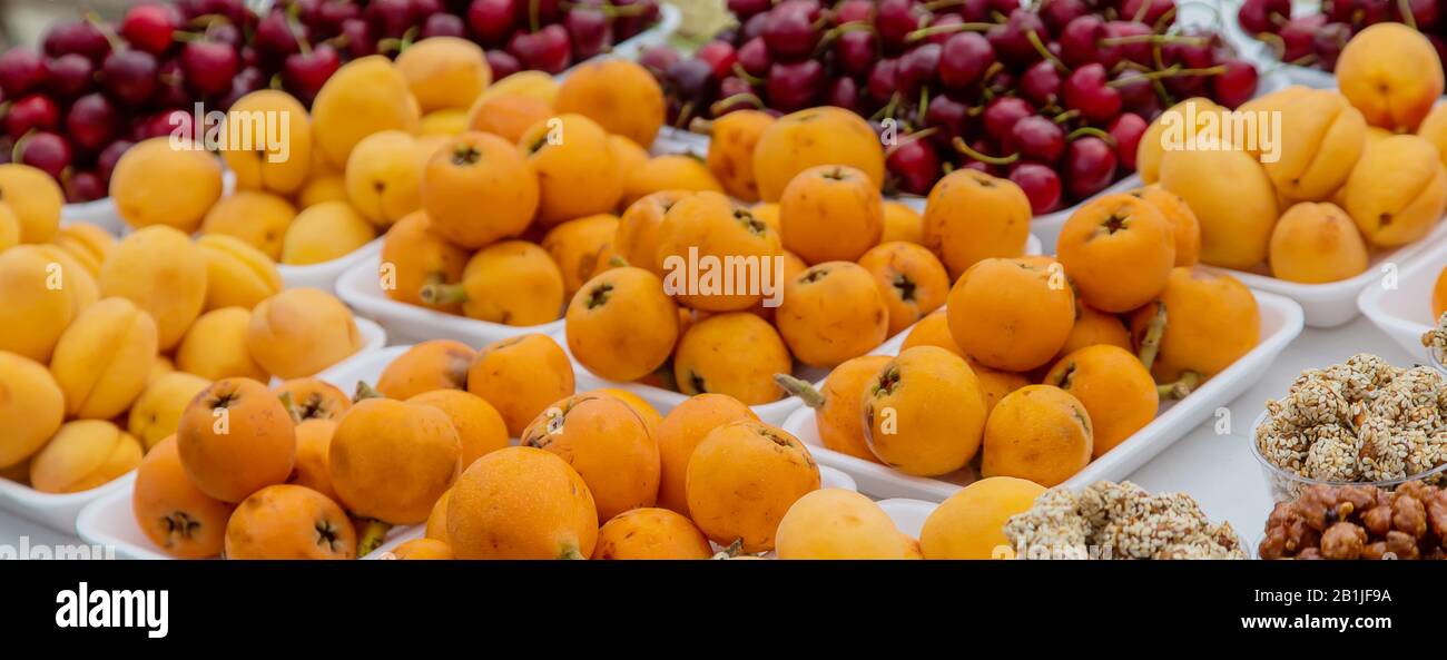 Fruits are sold on the Georgian market. Selective focus. food Stock ...