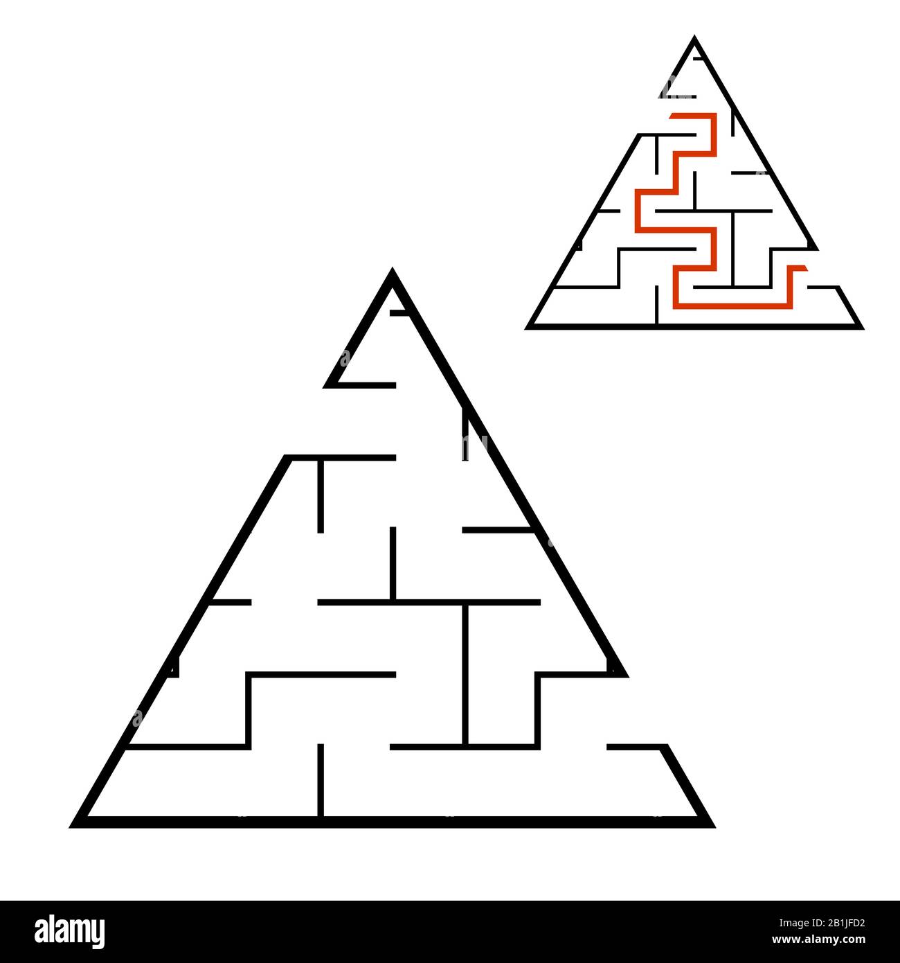 Black triangular labyrinth. Game for kids. Puzzle for children. Maze ...