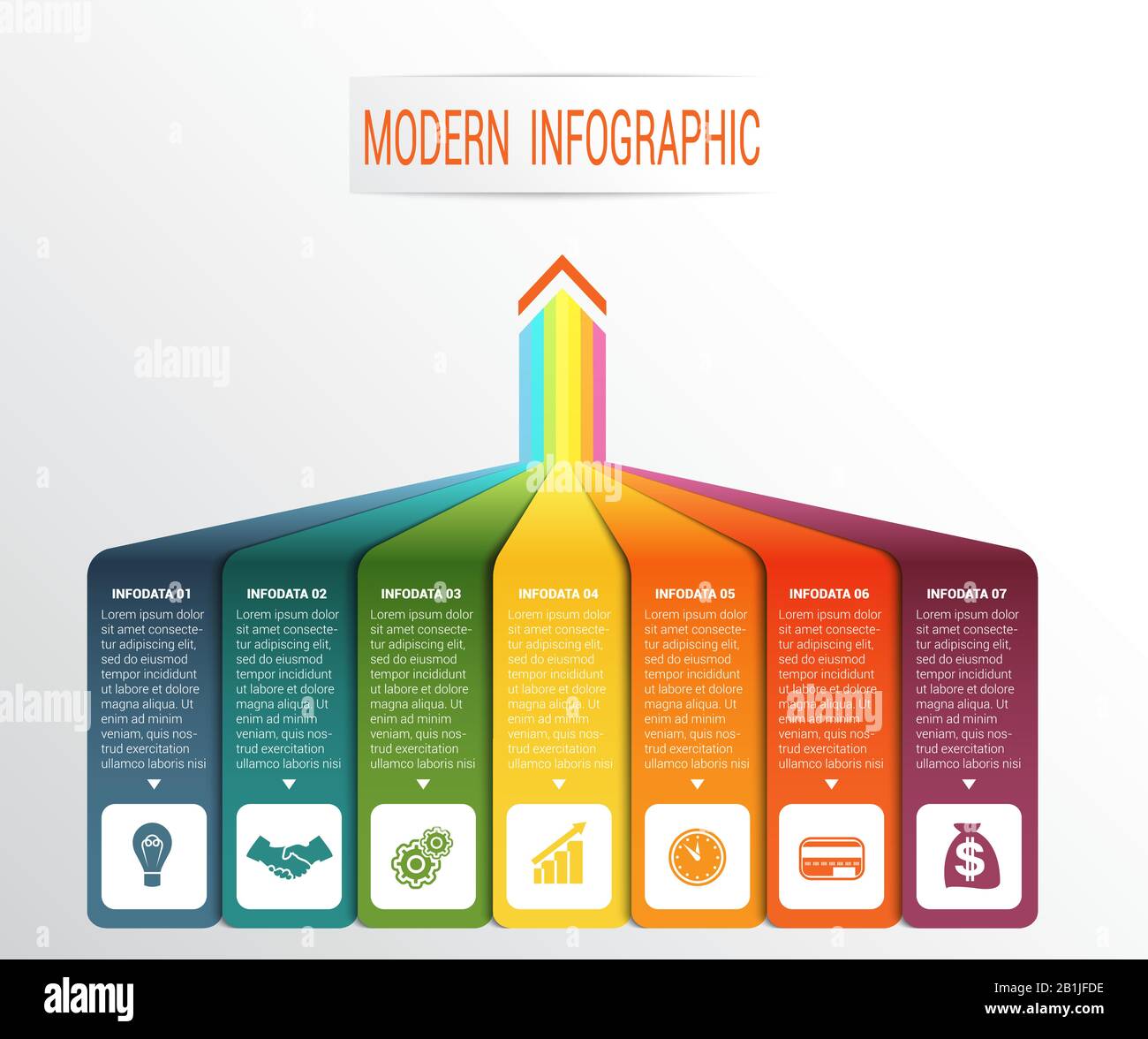 Vertical colourful strips with prospect and shade. Vector template ...