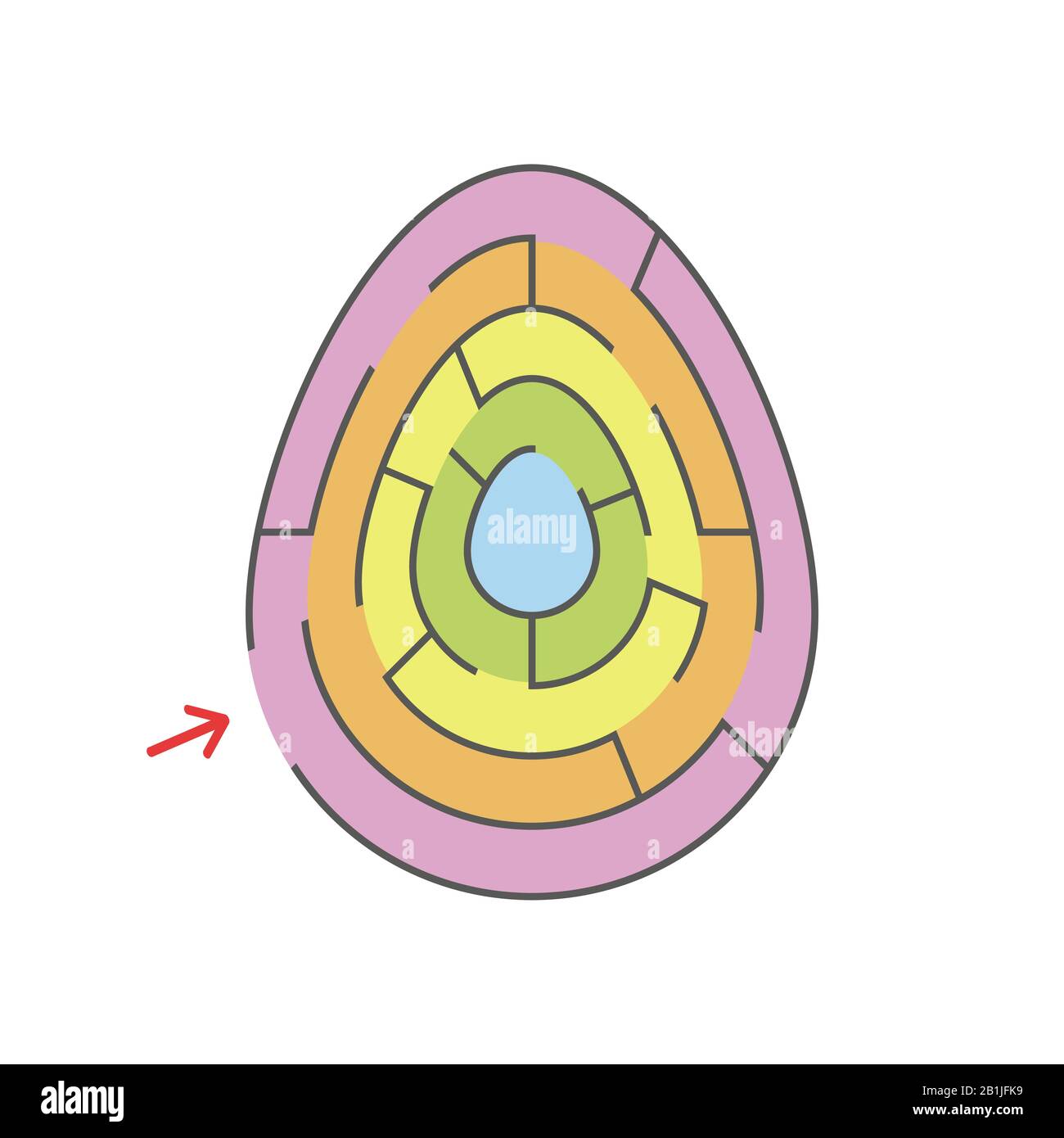 Color oval labyrinth. Game for kids. Puzzle for children. Holiday, egg ...