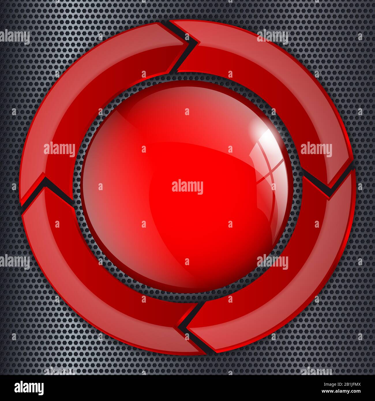 Red push button in metal perforated background Stock Vector Image & Art ...