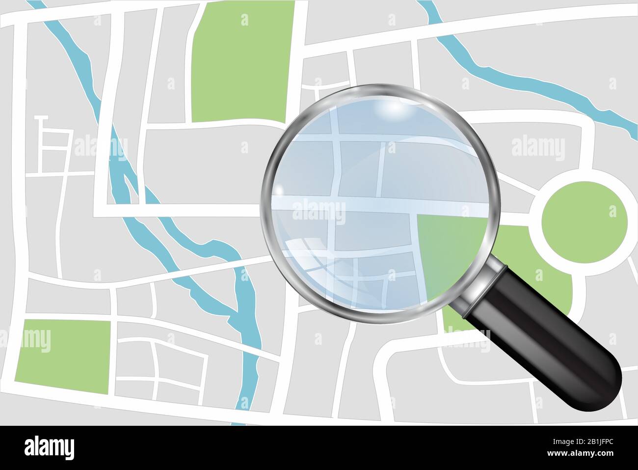 Navigation map with magnifying glass Stock Vector Image & Art - Alamy