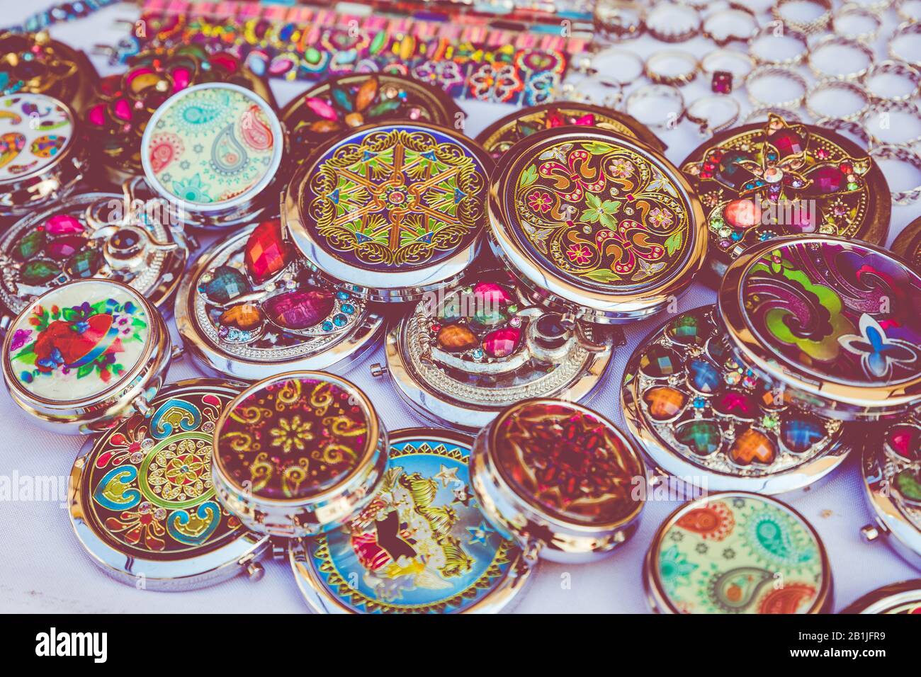 Traditional souvenirs at local market in Guanajuato, Mexico Stock Photo ...