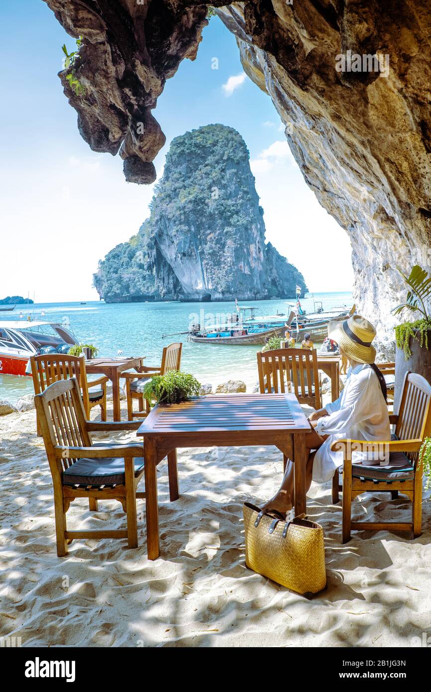 Krabi Thailand January 2020, Restaurant the Grotto on Railay beach with ...