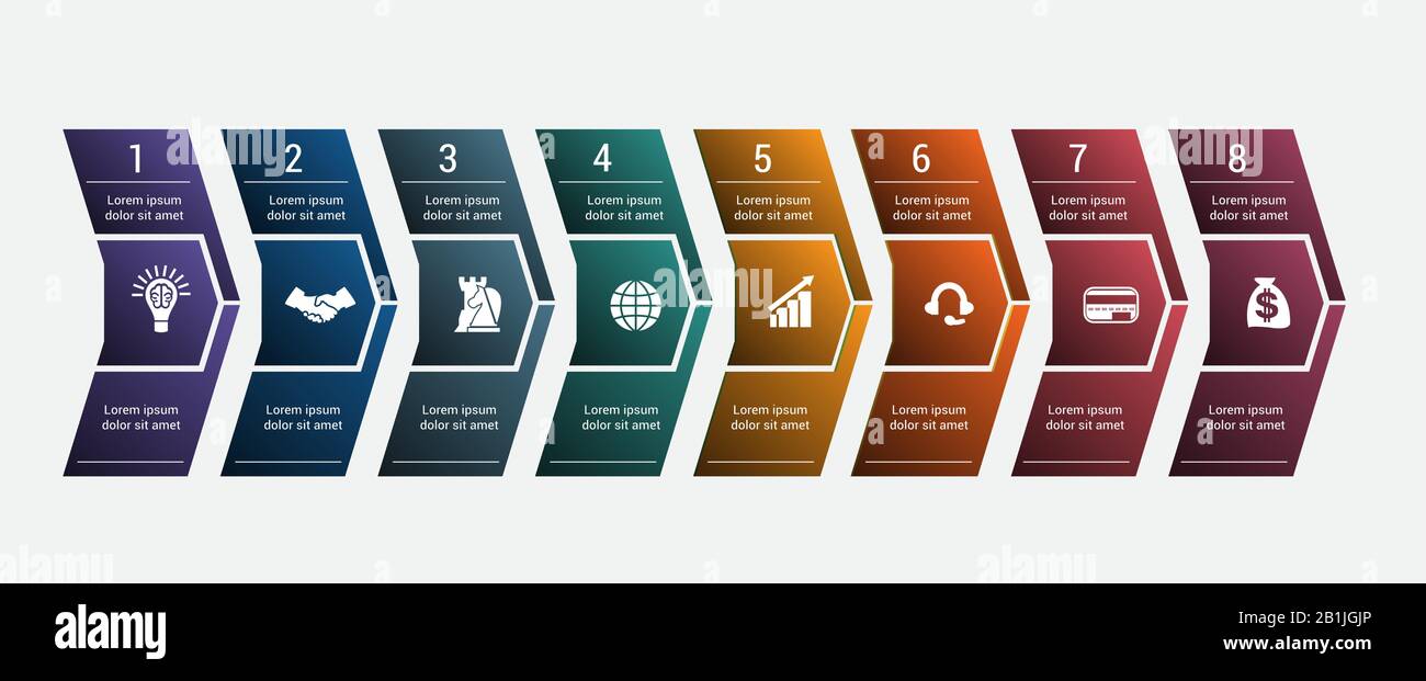 Horizontal numbered color arrows for text template infographic for ...
